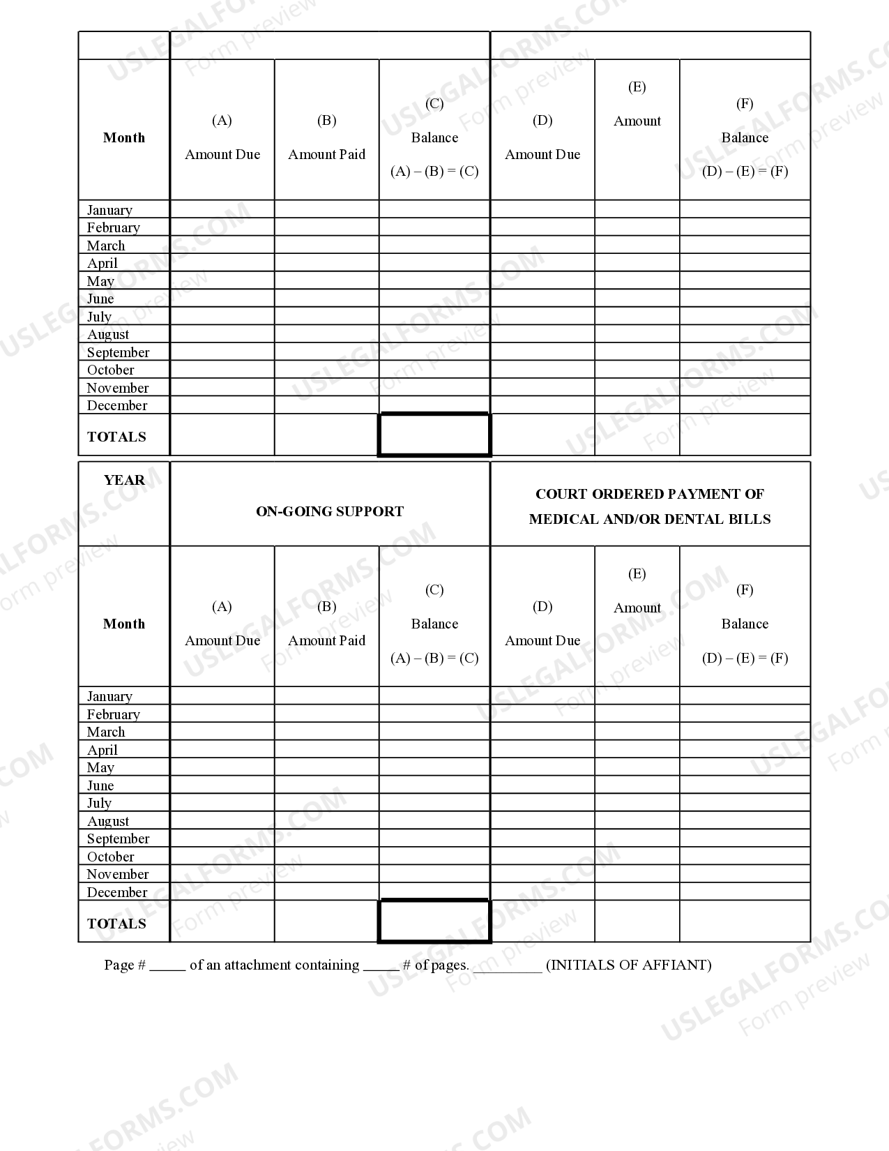 South Carolina Affidavit of Arrears | US Legal Forms