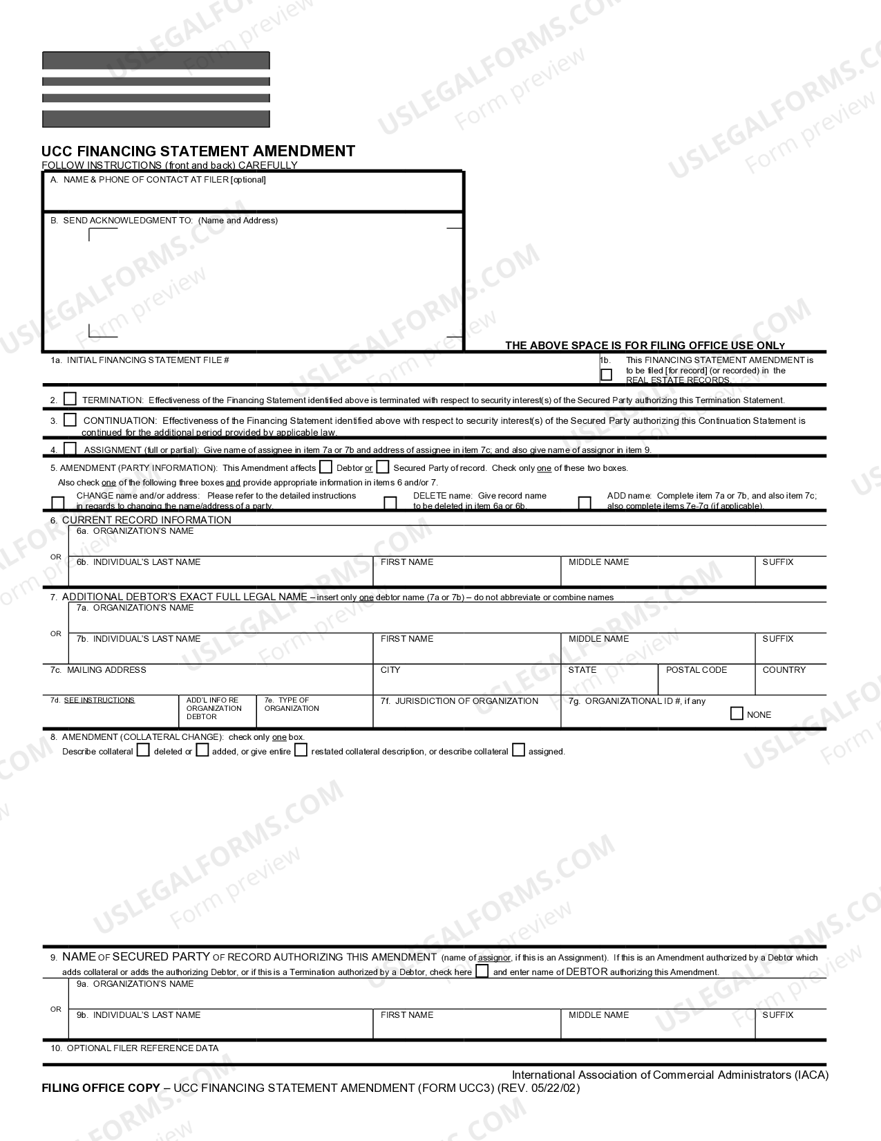 South Carolina UCC3 Financing Statement Amendment - South Carolina Ucc ...