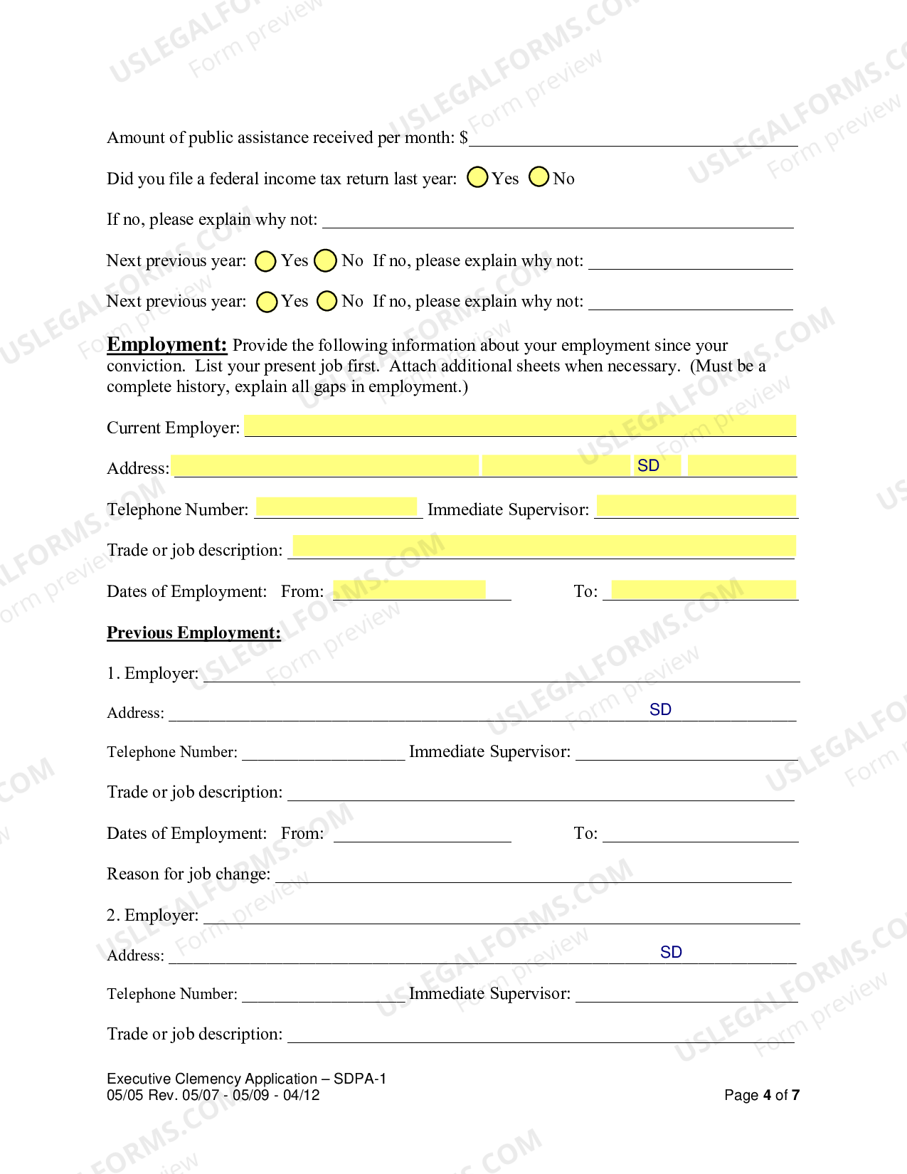 South Dakota Application for Executive Clemency - Executive Clemency ...
