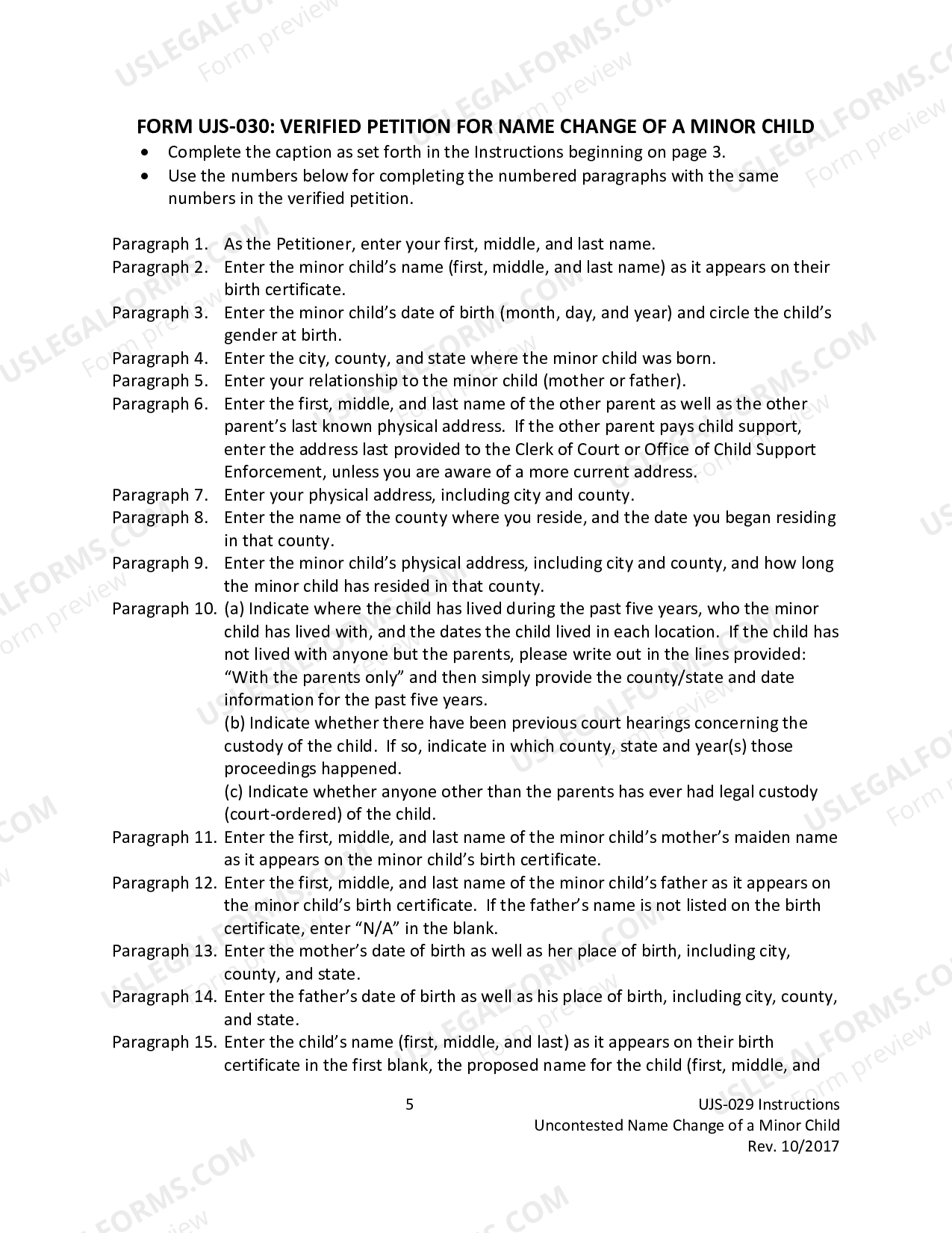 South Dakota Instructions for Change of Name of Minor Child | US Legal ...