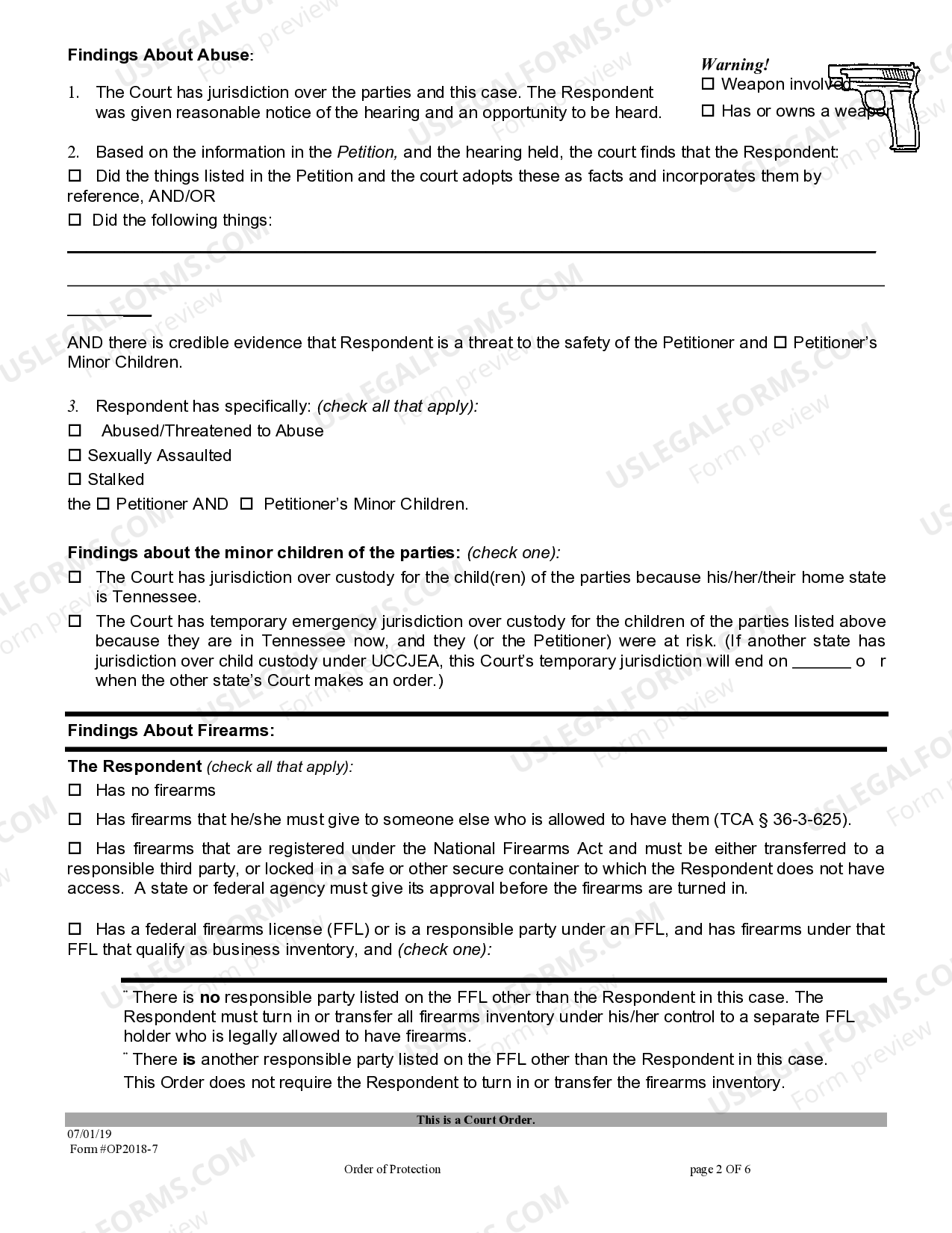 Tennessee Order of Protection | US Legal Forms