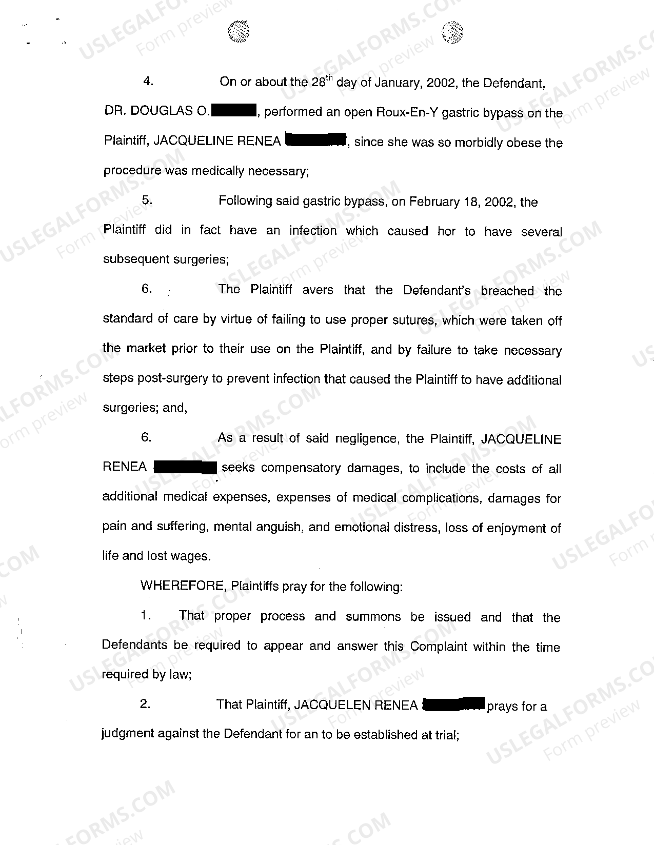 Tennessee Complaint regarding surgical medical malpractice - Tennessee ...
