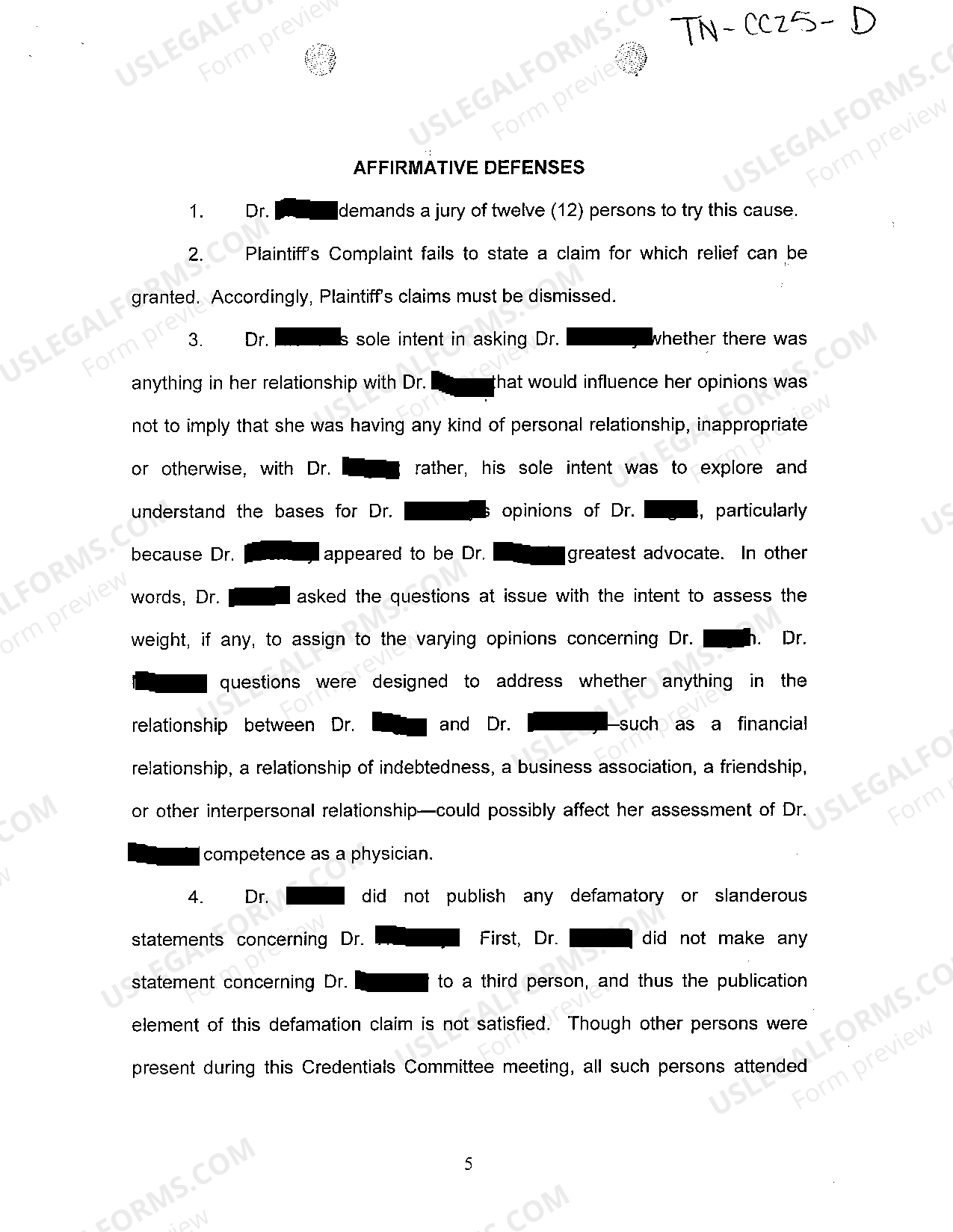 Tennessee Affirmative Defenses - part 1 - Affirmative Defenses ...
