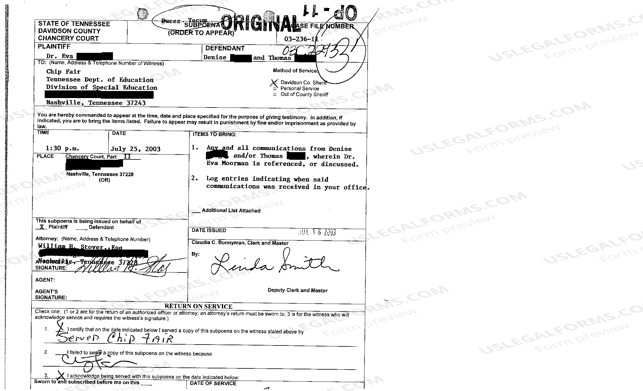 Tennessee Foreign Subpoena Form | US Legal Forms