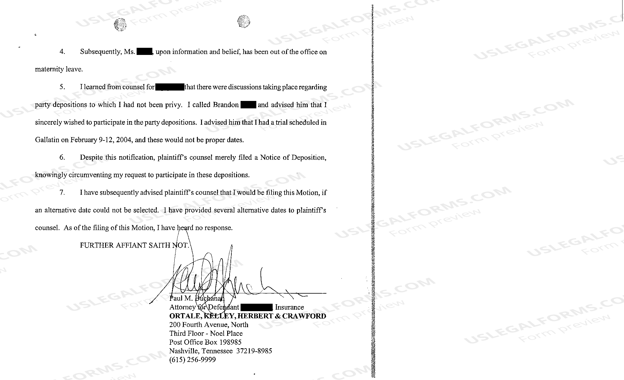 Memphis Tennessee Affidavit of Attorney regarding Notices of ...