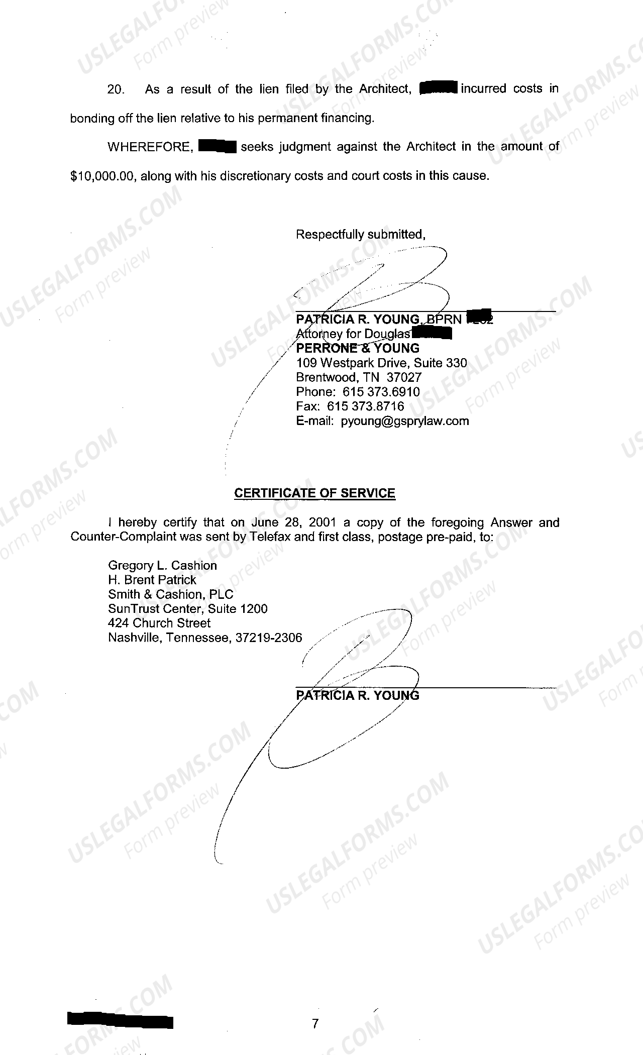 Tennessee Answer To Complaint and Countercomplaint - Lawsuit Answer ...