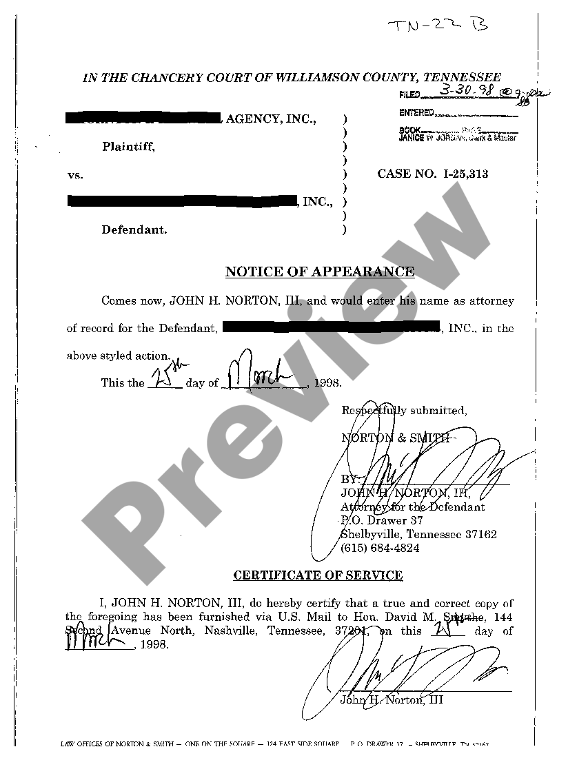 Nashville Tennessee Notice Of Appearance US Legal Forms nashville-tennessee-notice-of-appearance-us-legal-forms