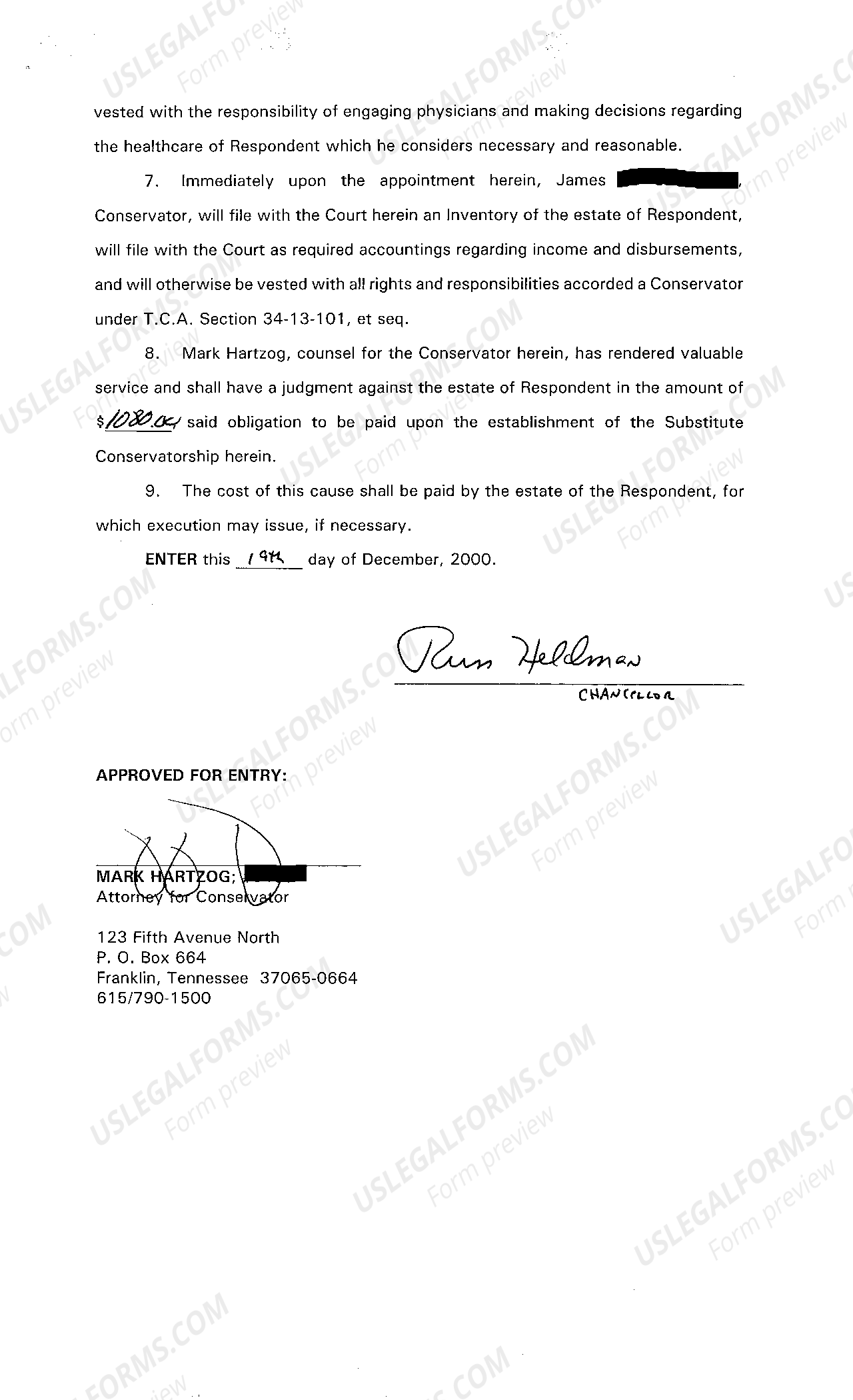 Tennessee Petition to Appoint Substitute Conservator | US Legal Forms