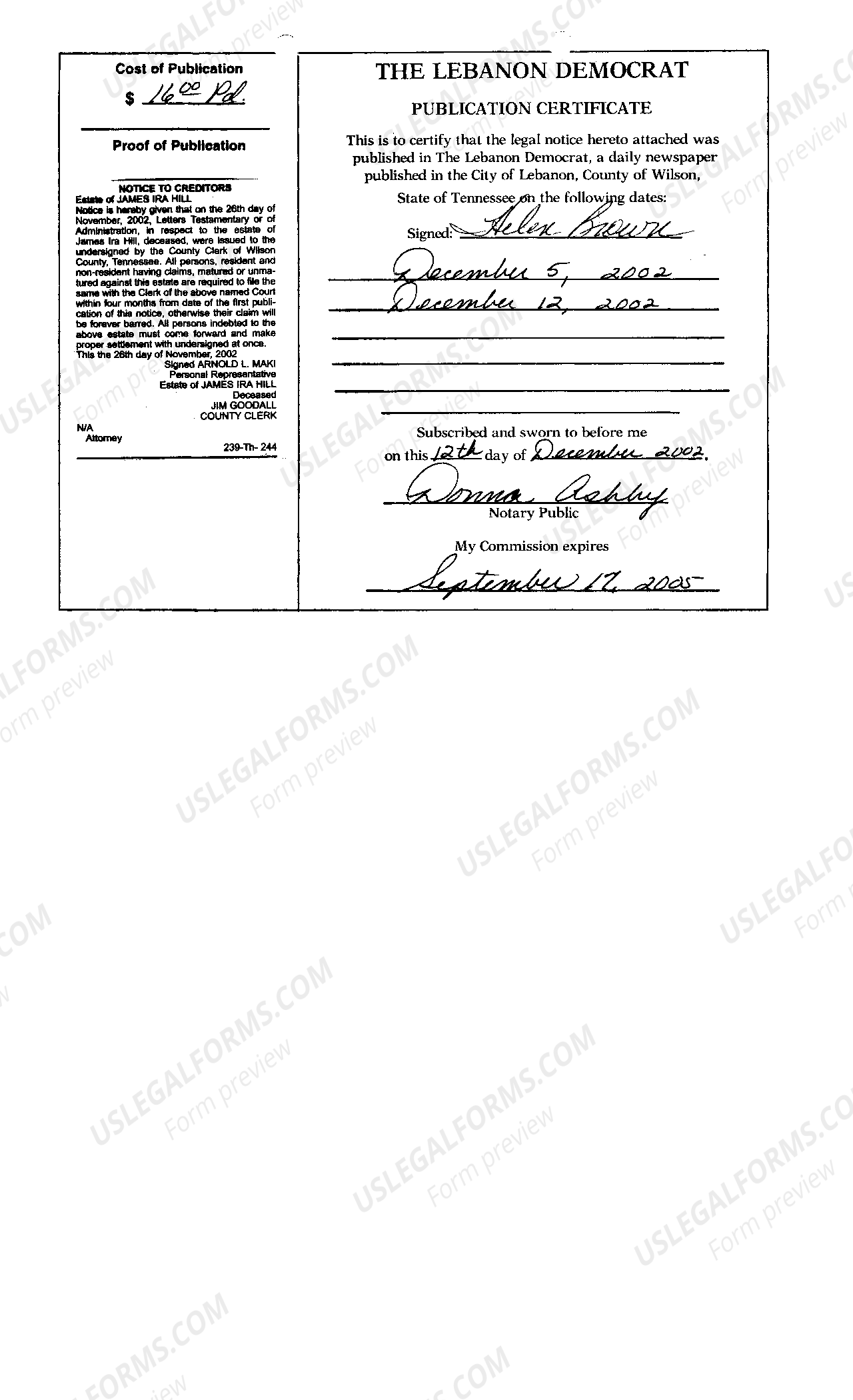 Letter Of Testamentary In Tennessee | US Legal Forms