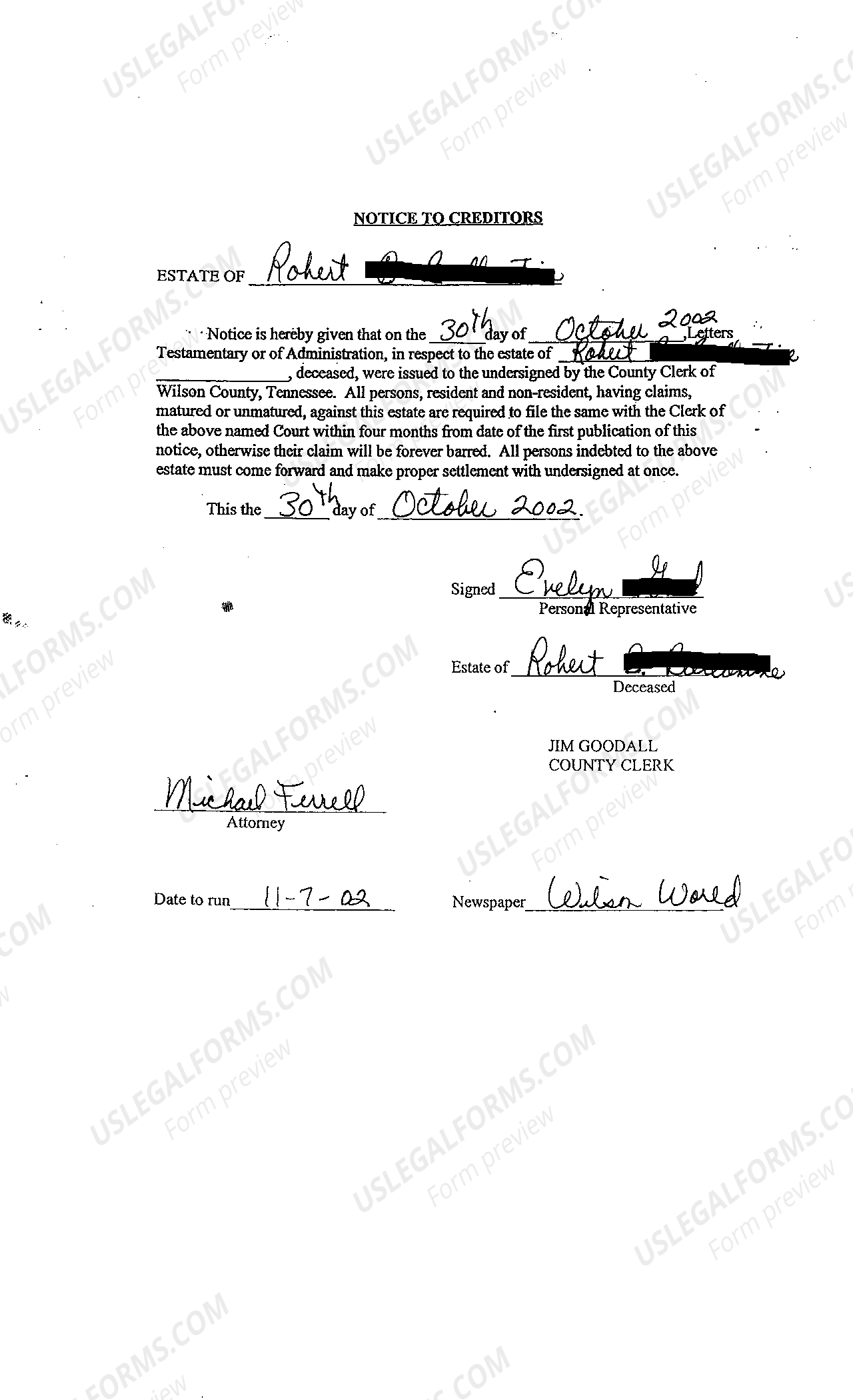 Tennessee Petition For Letters of Administration | US Legal Forms