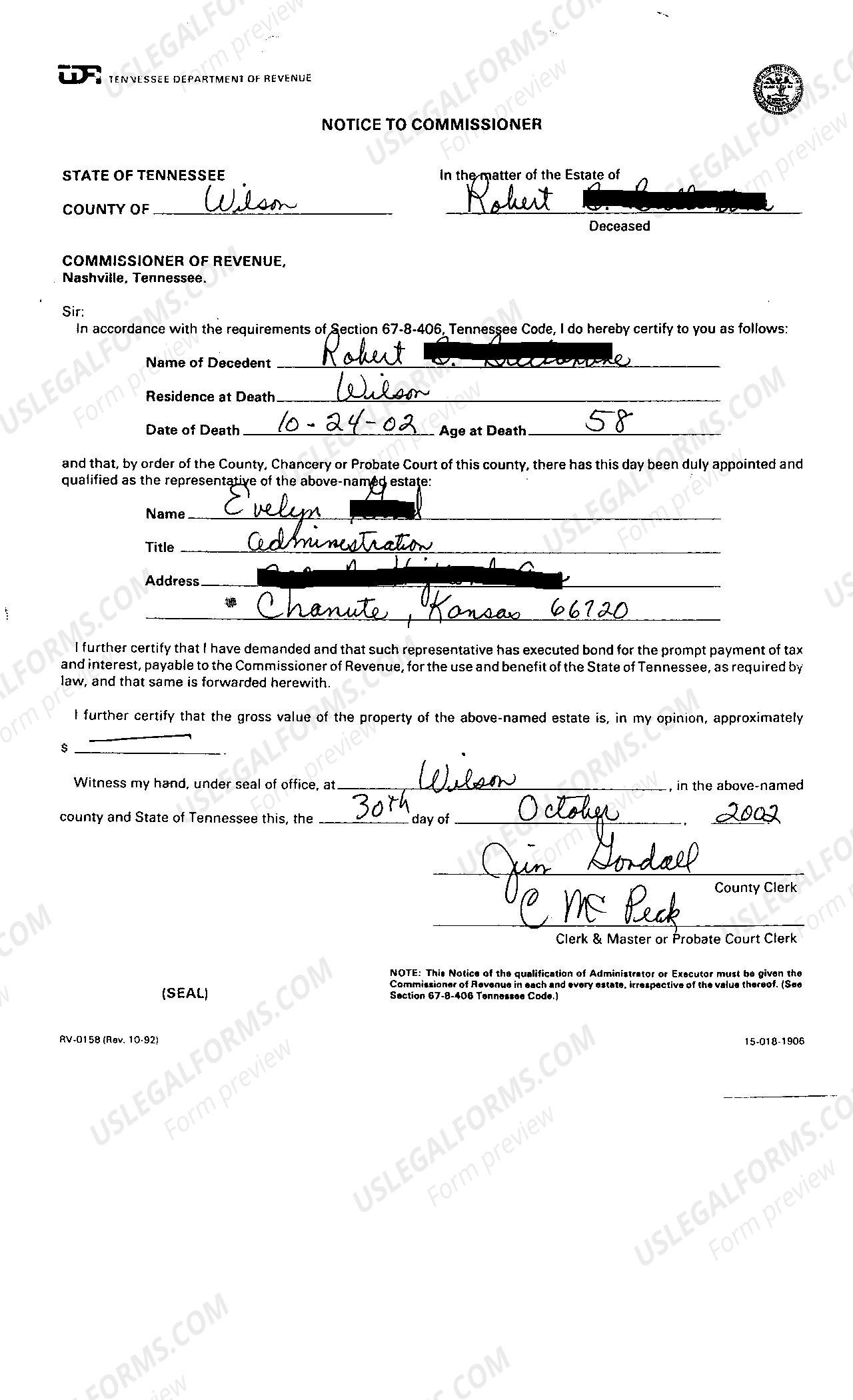 Tennessee Petition For Letters of Administration | US Legal Forms