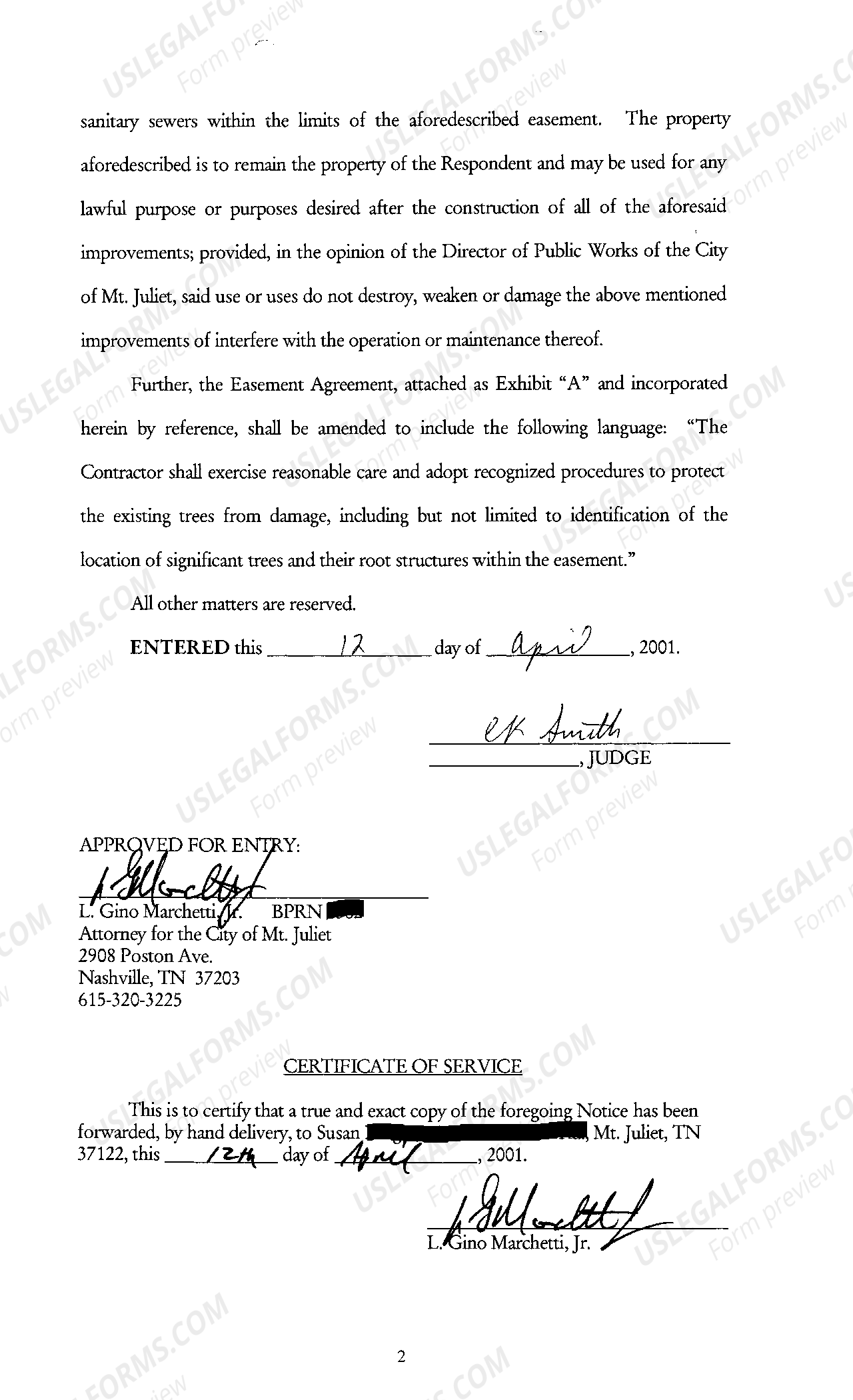 Tennessee Order of Possession for Petitioner to Receive Title and ...