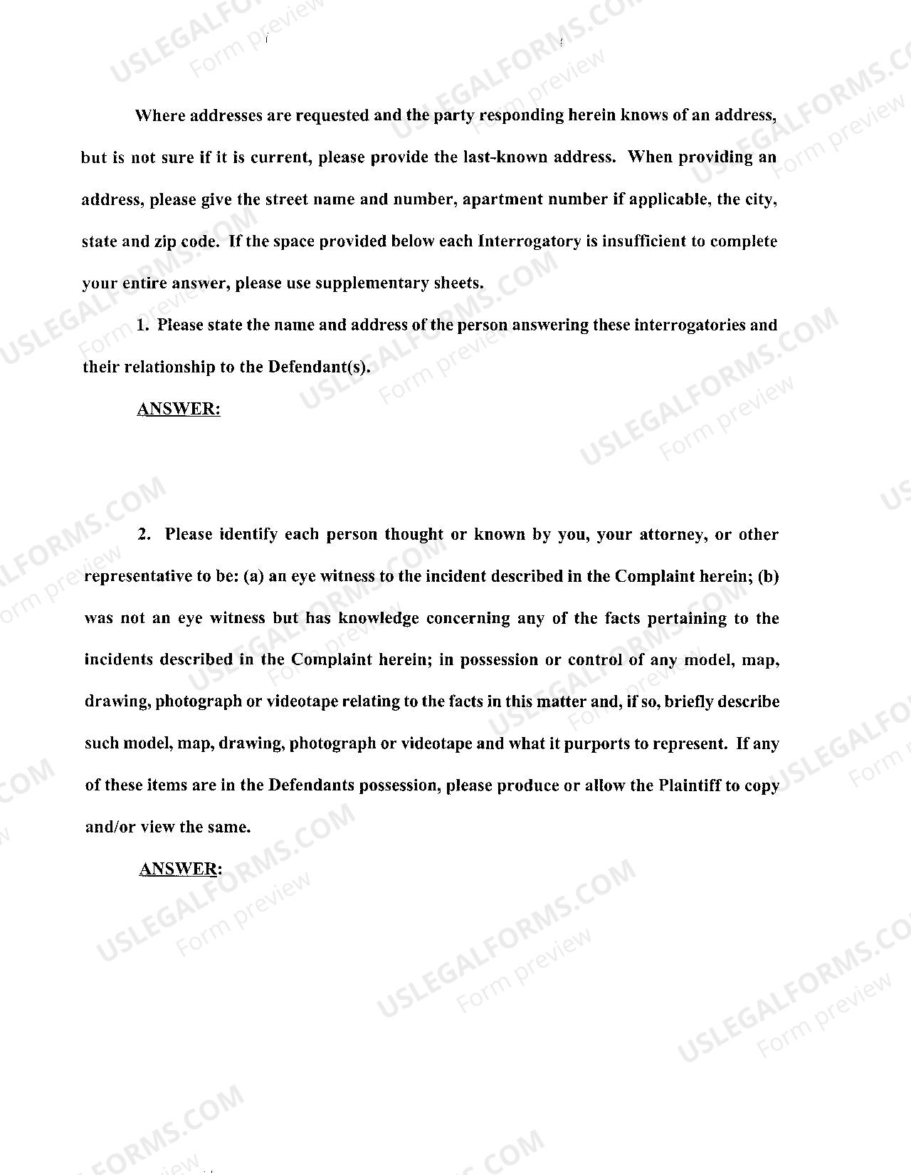Tennessee Plaintiffs First Set of Interrogatories | US Legal Forms