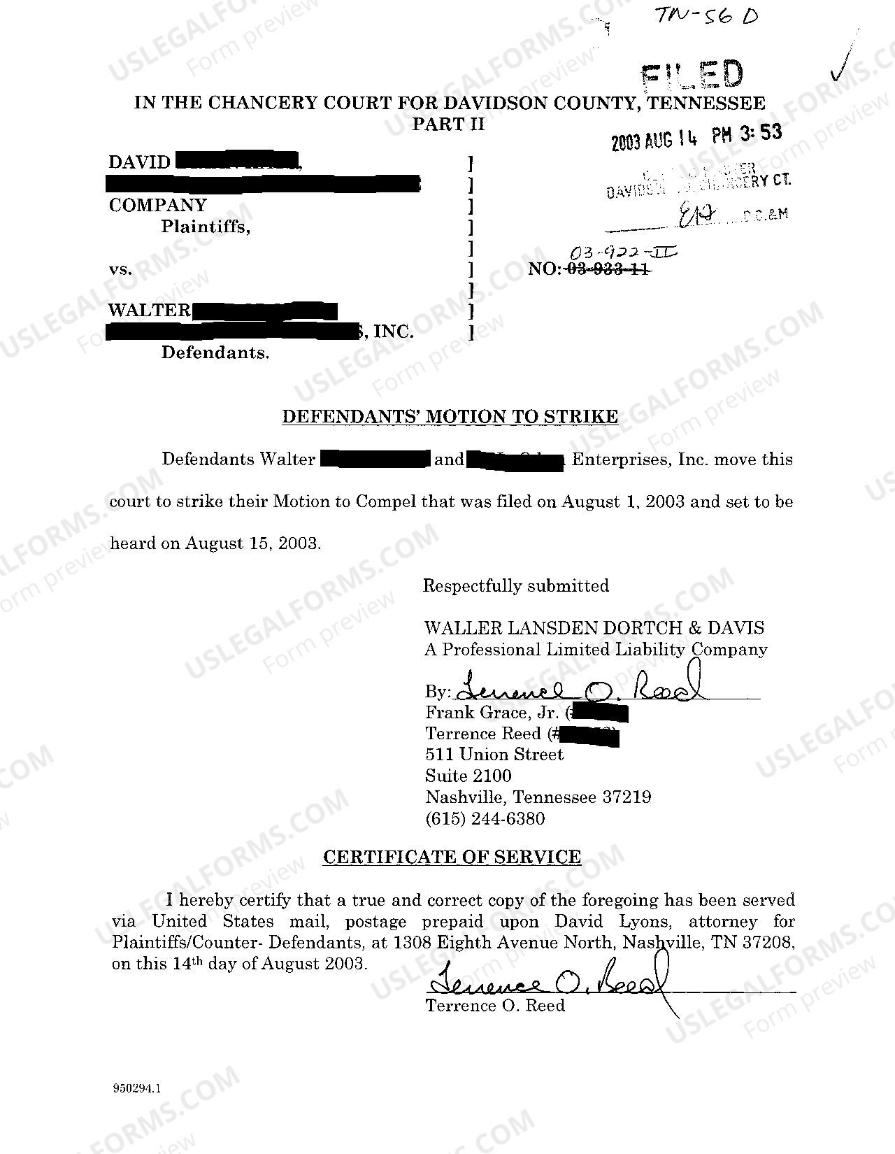 Tennessee Motion To Strike For Admissions | US Legal Forms