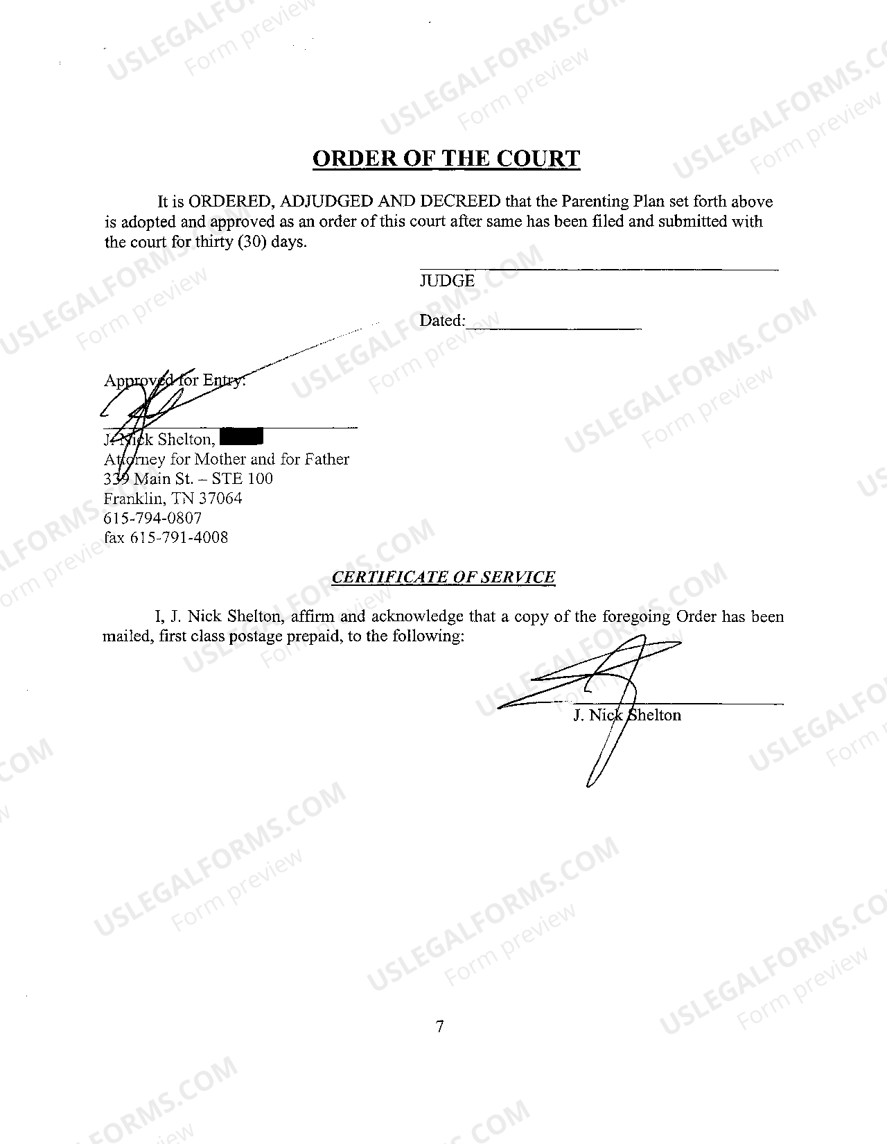 Tennessee Order of Parentage | US Legal Forms