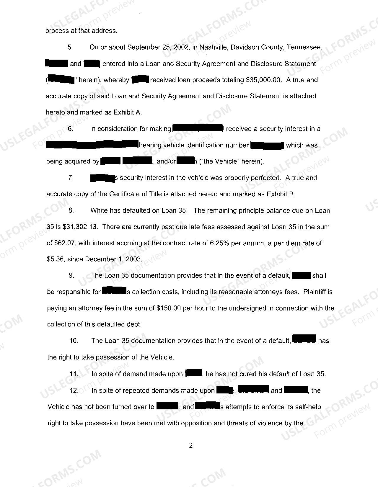 Tennessee Verified Complaint On Promissory Note | US Legal Forms