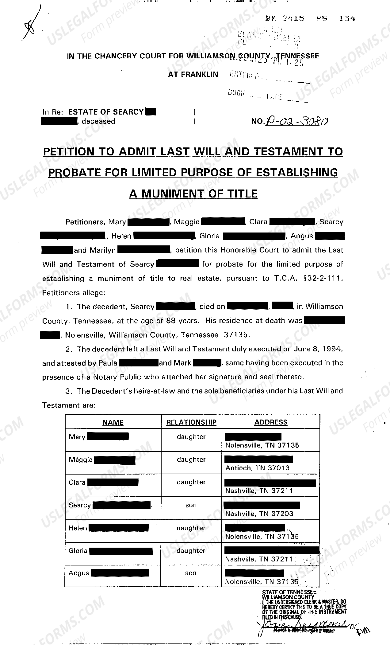 Muniment Of Title Form Tennessee For Rent | US Legal Forms