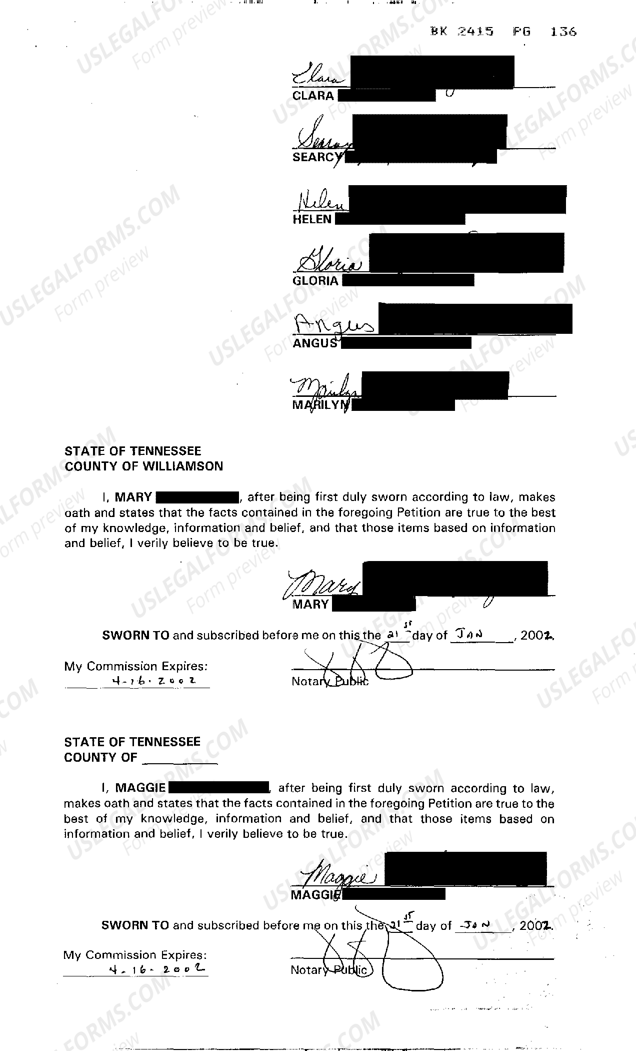 Tennessee Petition to Admit Last Will and Testament for limited purpose ...