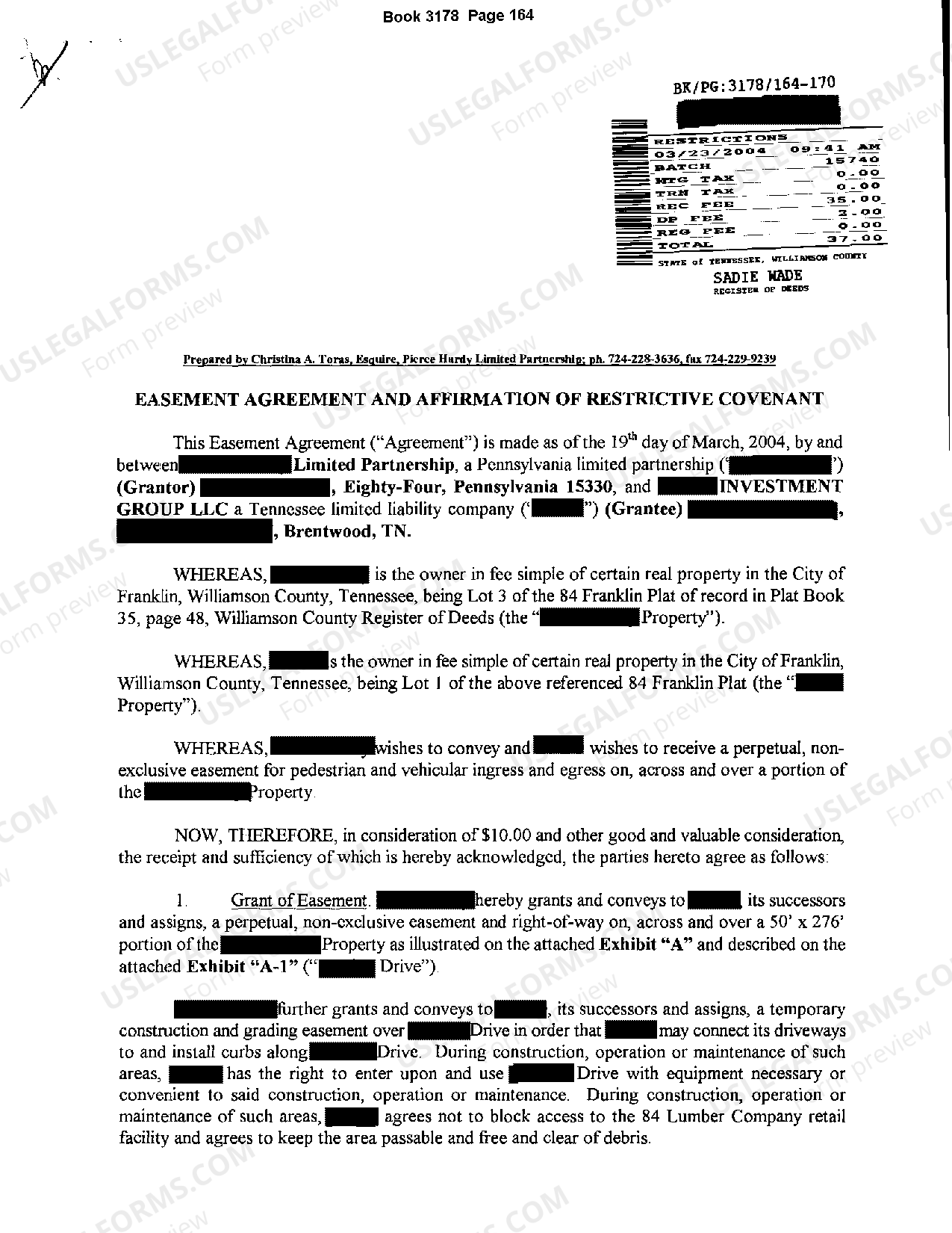 Tennessee Easement Law Egress Ingress Form | US Legal Forms