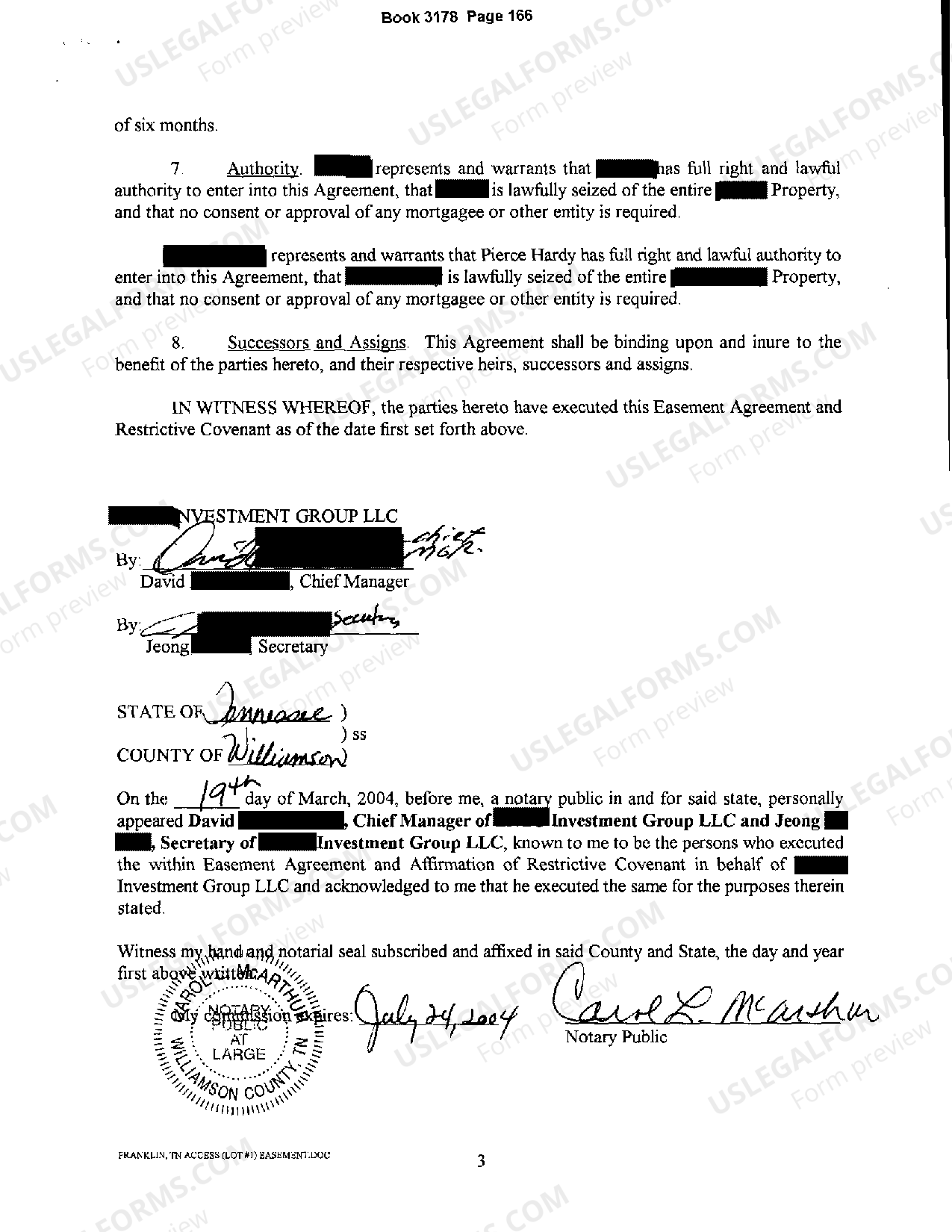 Tennessee Easement Law Egress Ingress Form | US Legal Forms