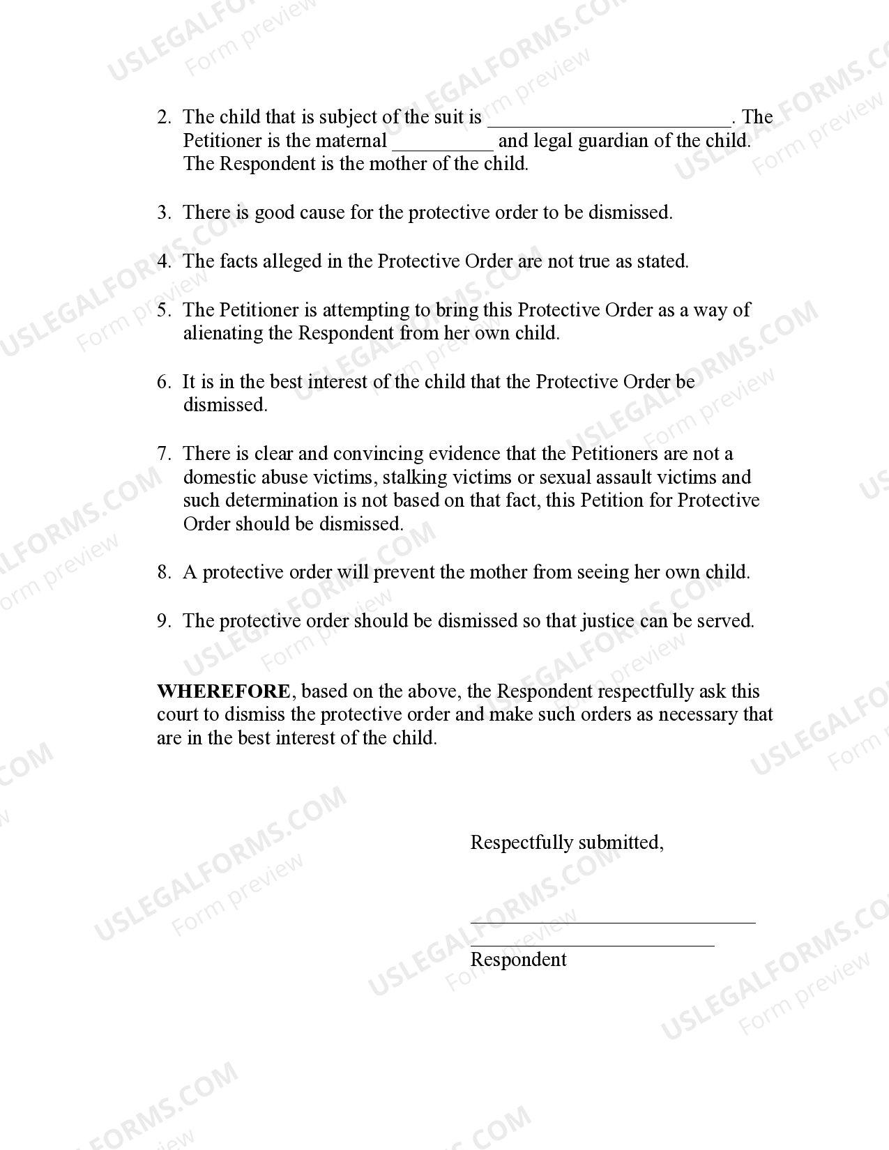 Tennessee Motion for Dismissal of Protective order | US Legal Forms