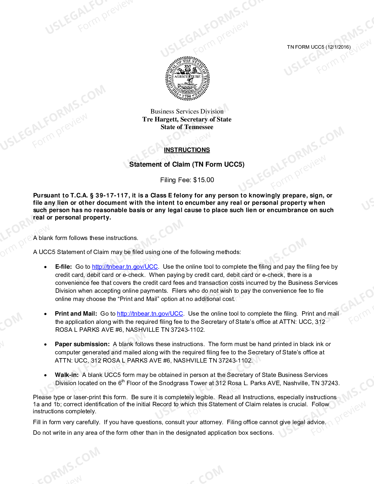 Tennessee UCC5 Correction Statement | US Legal Forms