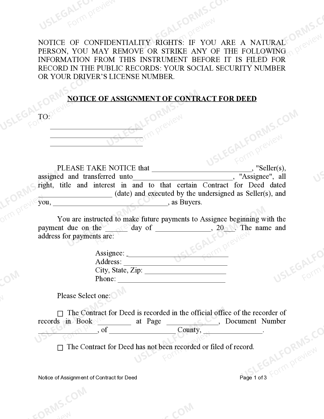 Arlington Texas Notice Of Assignment Of Contract For Deed US Legal Forms Arlington Texas Notice Of Assignment Of Contract For Deed US Legal Forms