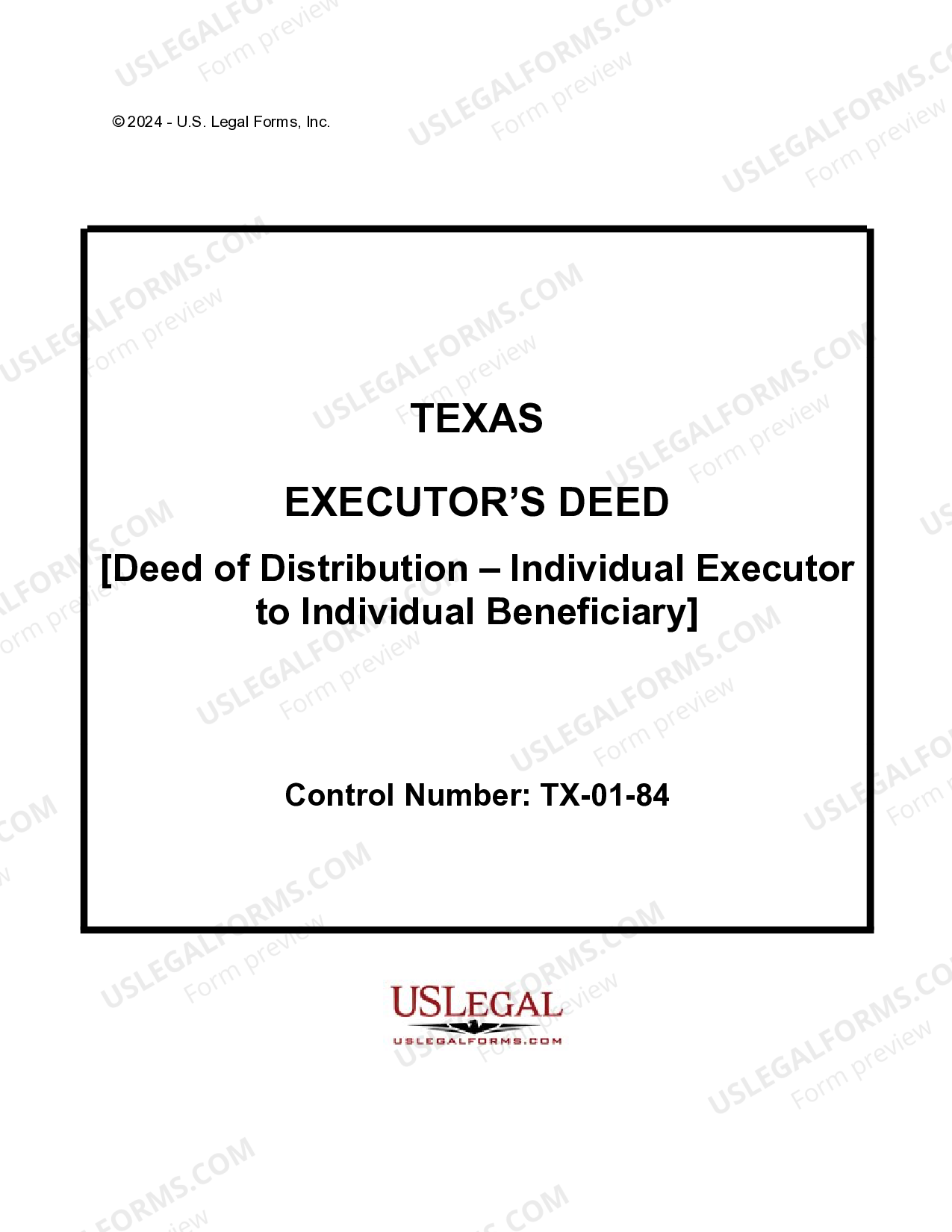 Texas Executor's Deed of Distribution - Executor Executor Form | US ...