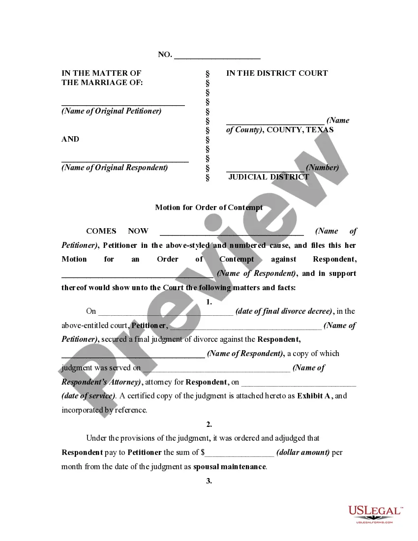 Texas Motion For Enforcement US Legal Forms