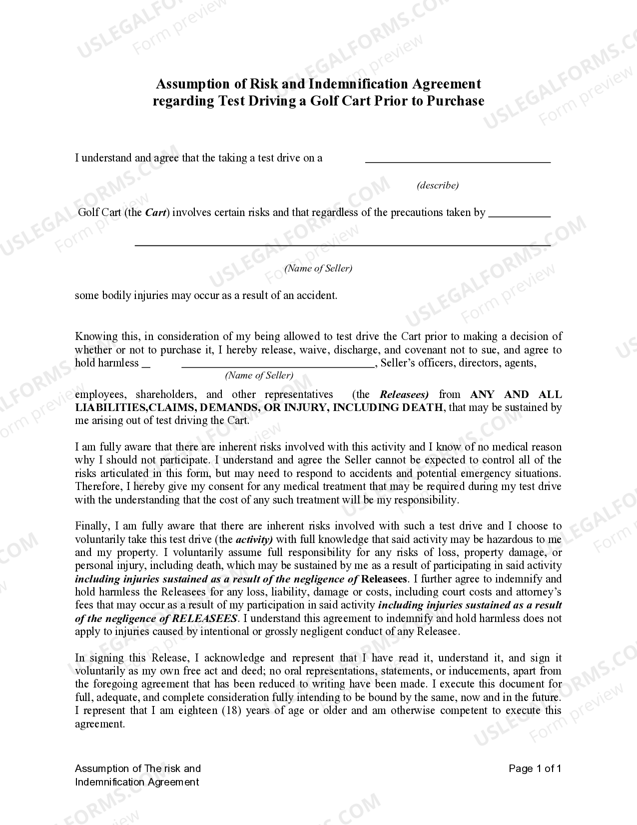 Indemnification And Hold Harmless Agreement Form | US Legal Forms