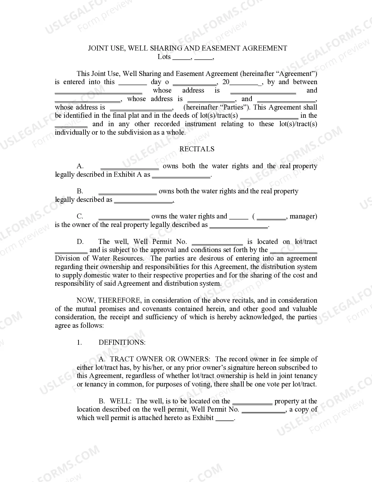Texas Joint Use Well Agreement | US Legal Forms
