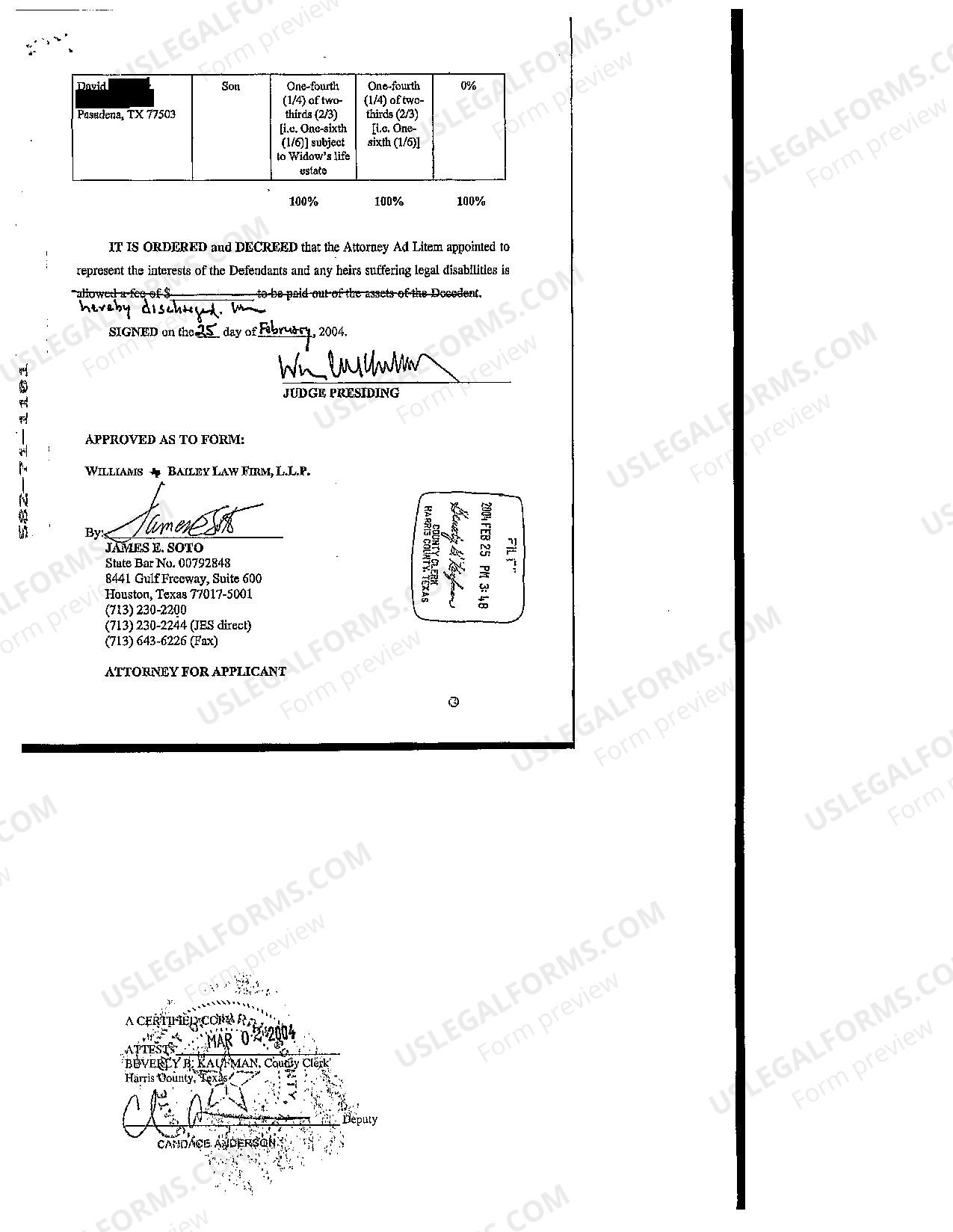Texas Judgment Declaring Heirship or Descent - Judgement Declaring ...