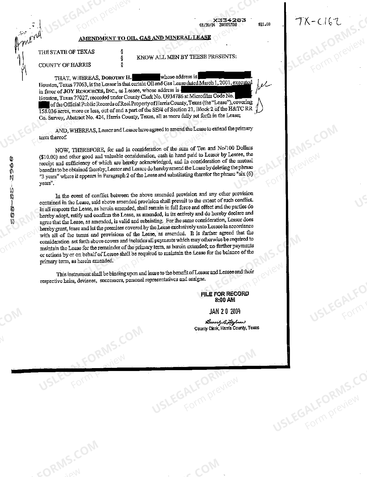 Texas Amendment to Oil, Gas, and Mineral Lease | US Legal Forms