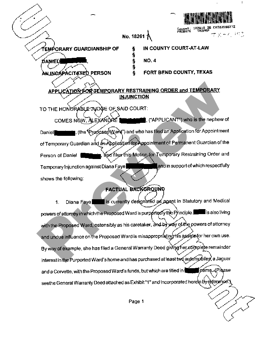 Texas Temporary Injunction Form