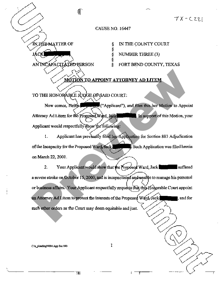 amarillo-texas-motion-to-appoint-attorney-ad-litem-for-adult-incapacitated-ward-us-legal-forms
