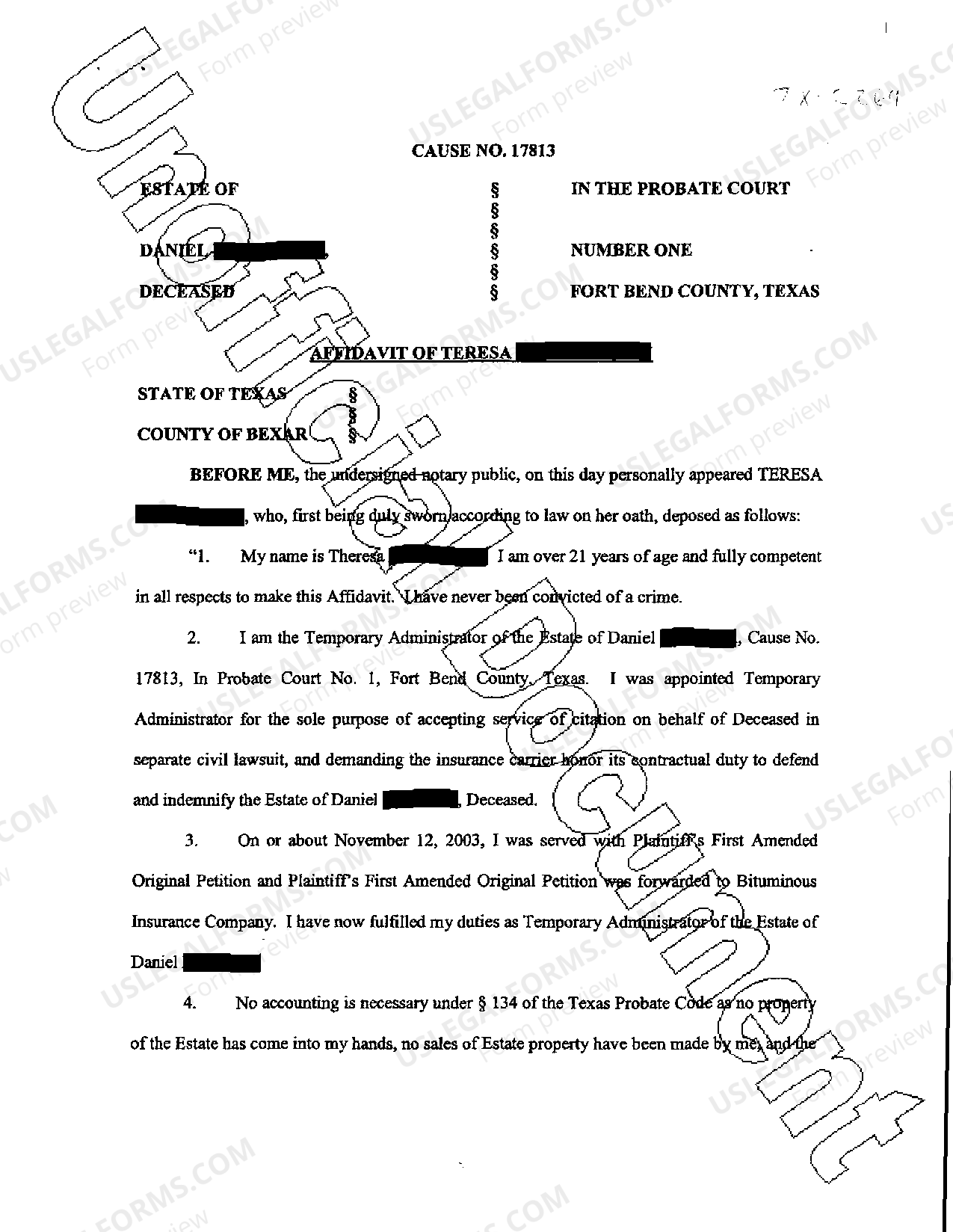 Texas Affidavit Of Administrator | US Legal Forms
