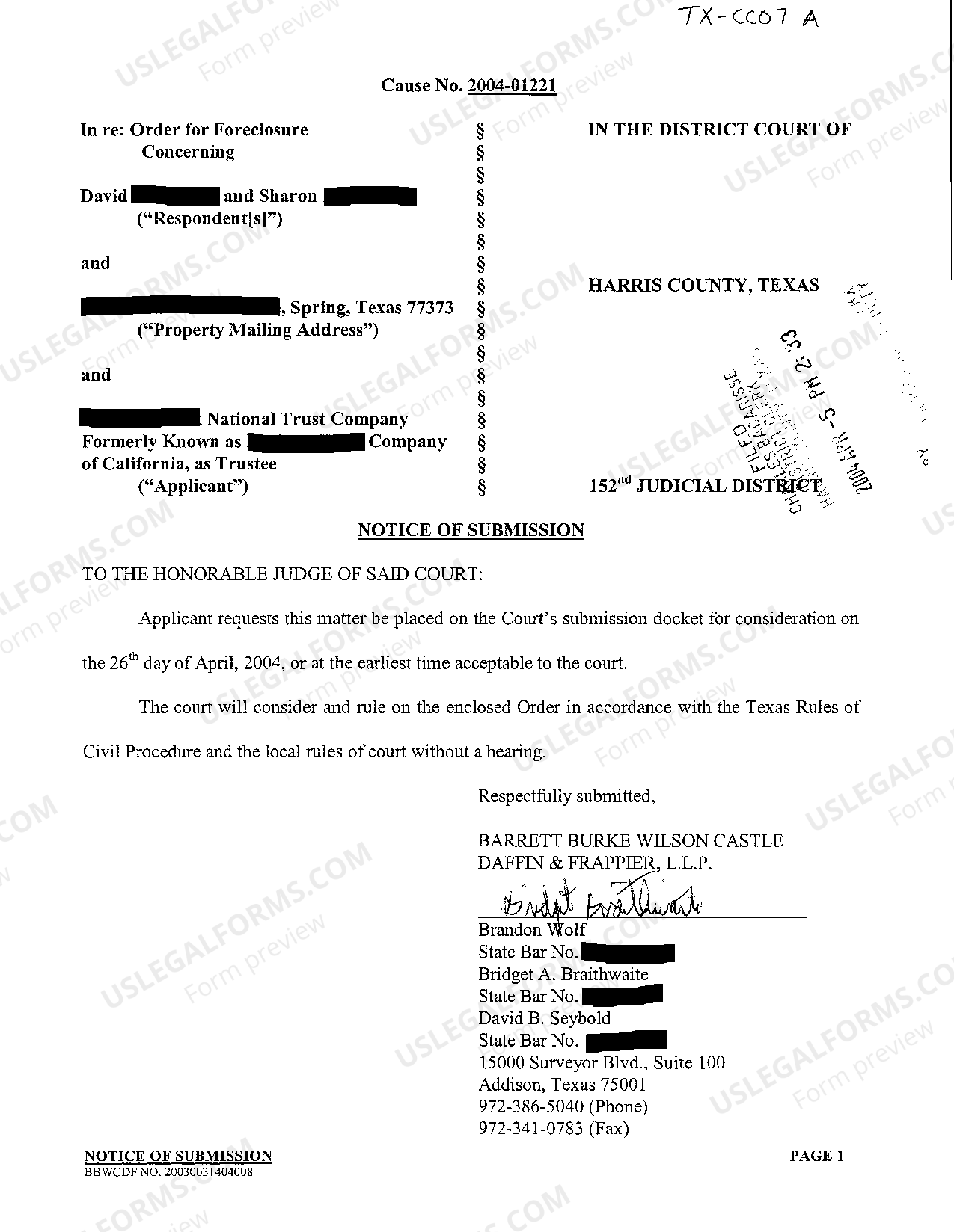 Dallas Texas Notice Of Submission Date For Court Hearing US Legal Forms Dallas Texas Notice Of Submission Date For Court Hearing US Legal Forms