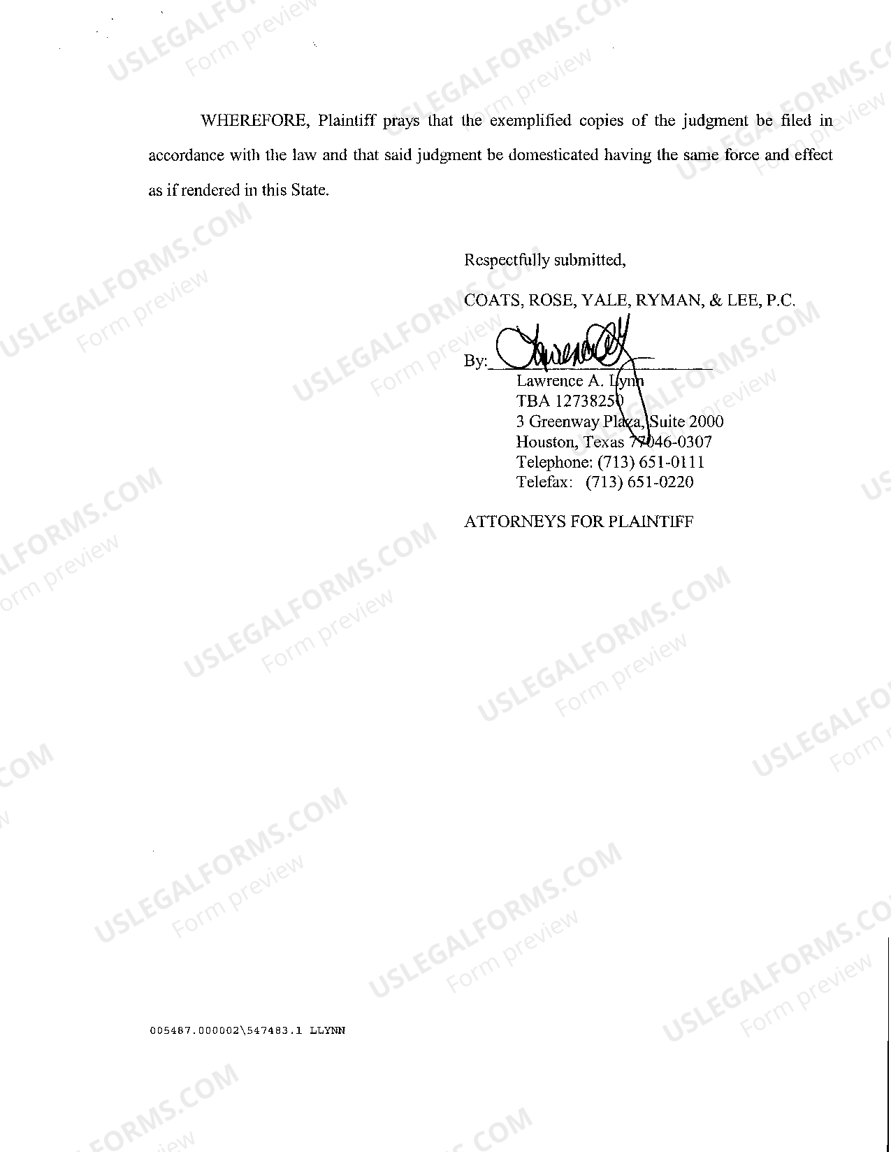 Dallas Texas Notice of Domestication of A Foreign Judgment - Texas ...