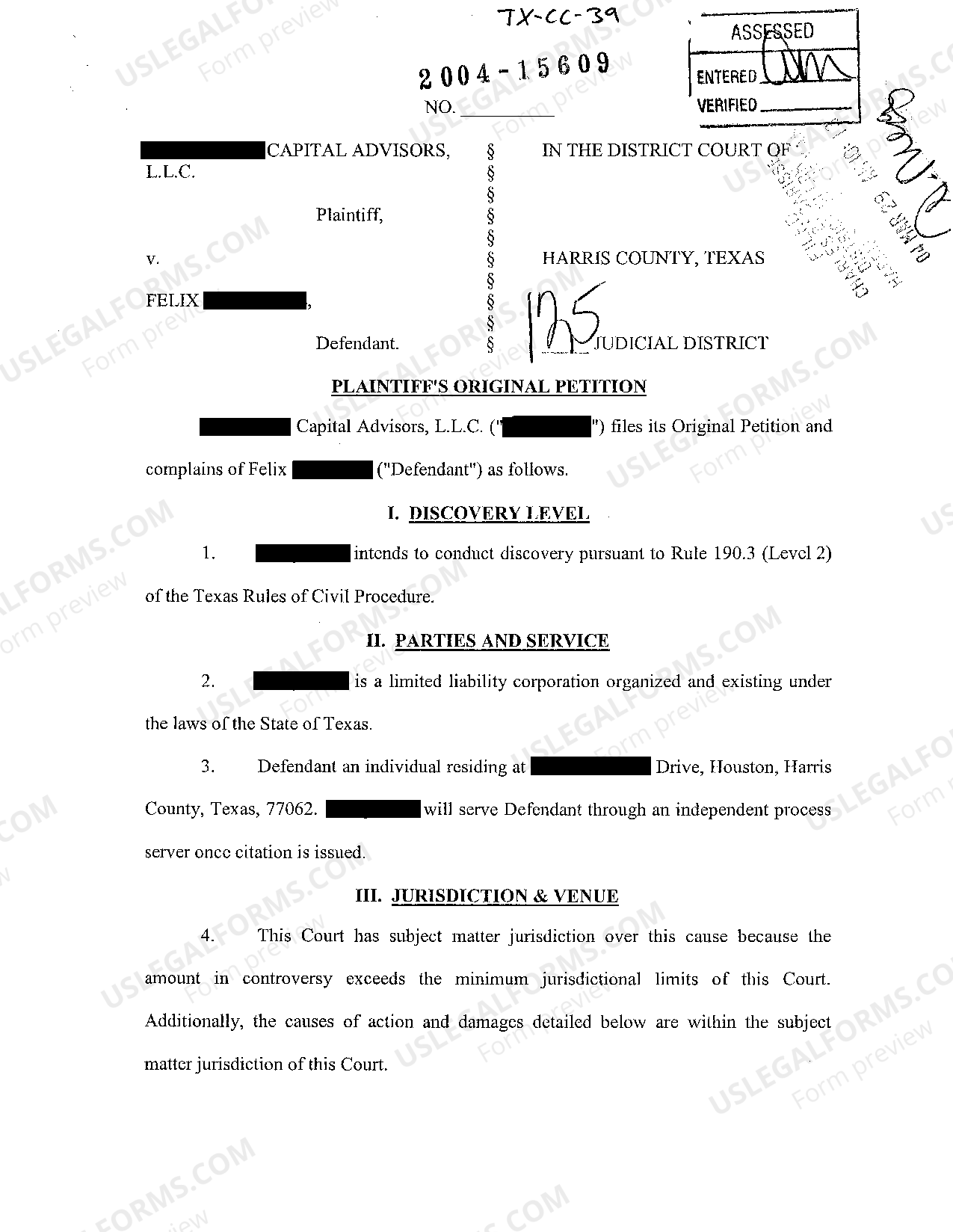 Sample Original Petition Alleging Fraud With Particularity | US Legal Forms