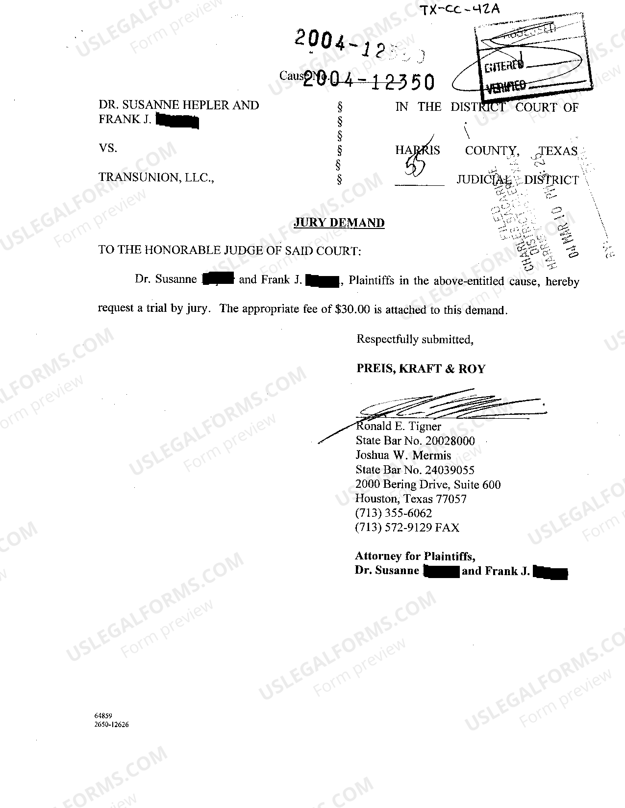 Texas Jury Demand | US Legal Forms