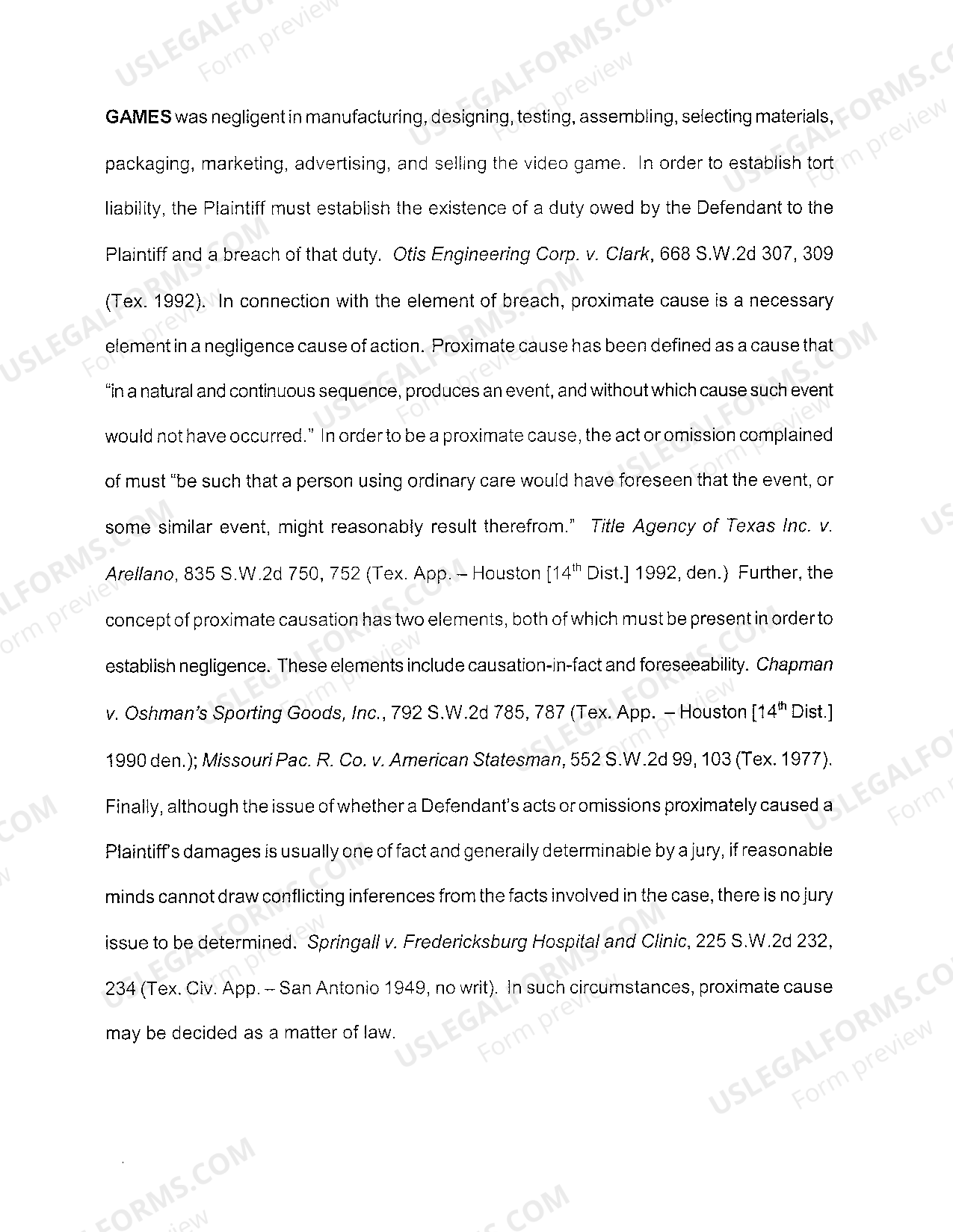 Texas Motion for Summary Judgment by one Defendant | US Legal Forms