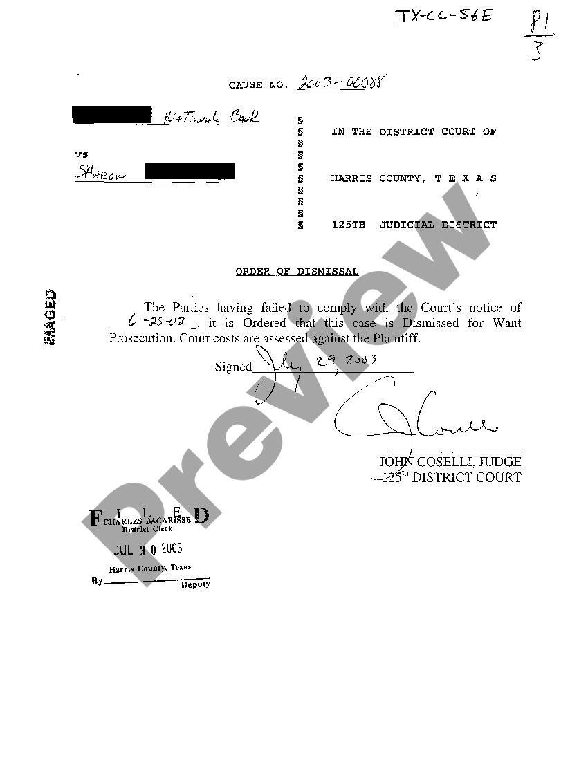 Texas Order Of Dismissal US Legal Forms texas-order-of-dismissal-us-legal-forms