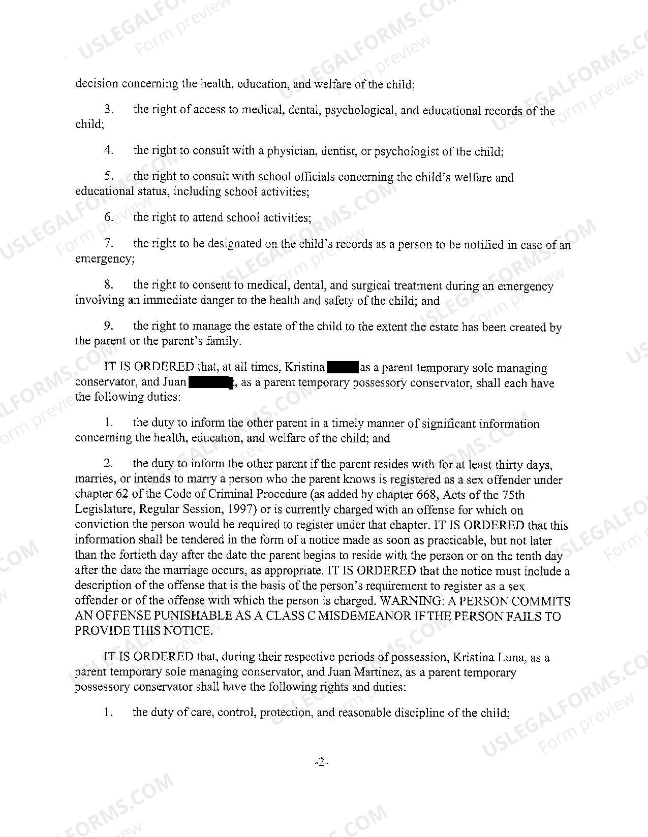 Texas Temporary Orders - Temporary Orders Form | US Legal Forms