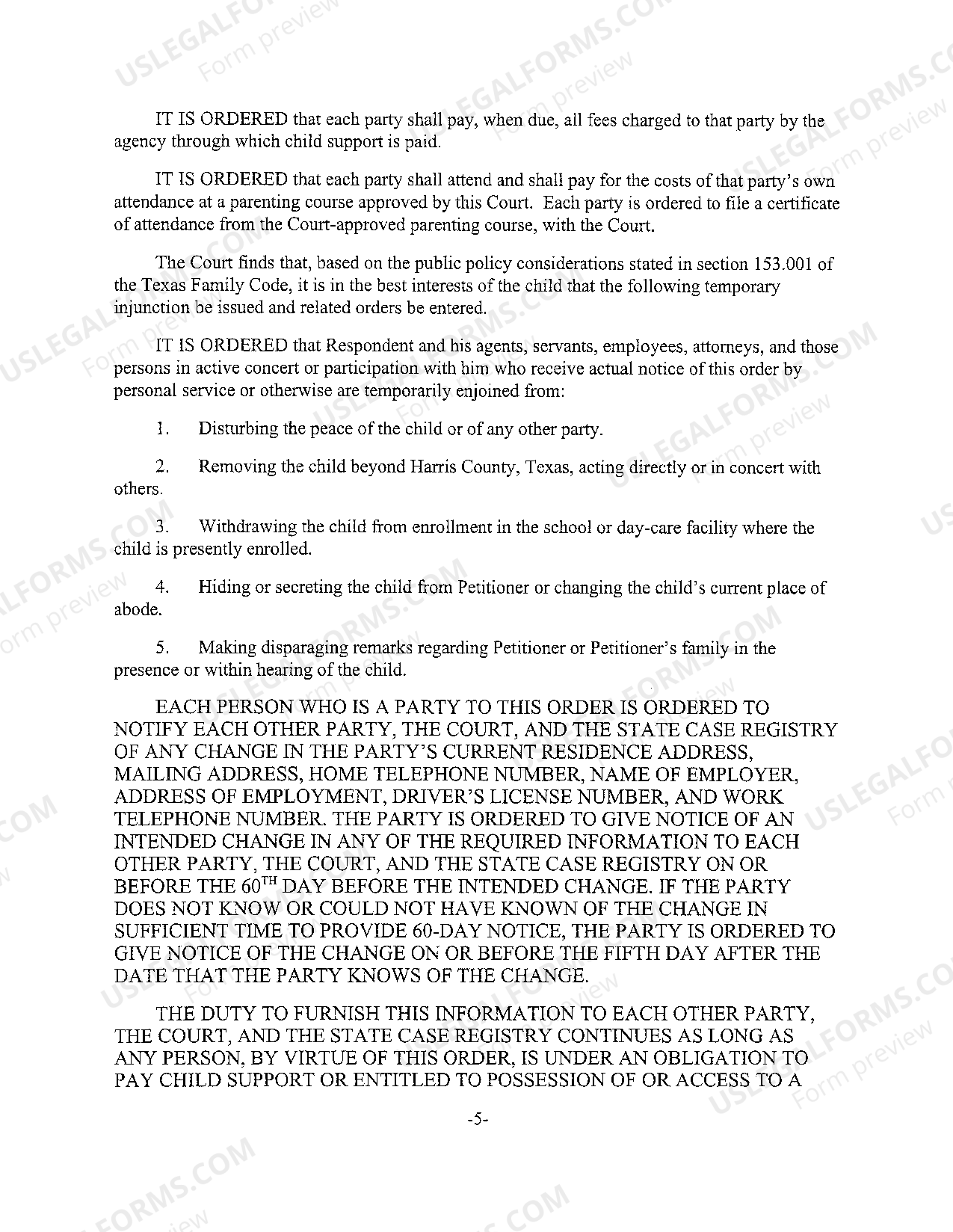 Texas Temporary Orders - Temporary Orders Form | US Legal Forms