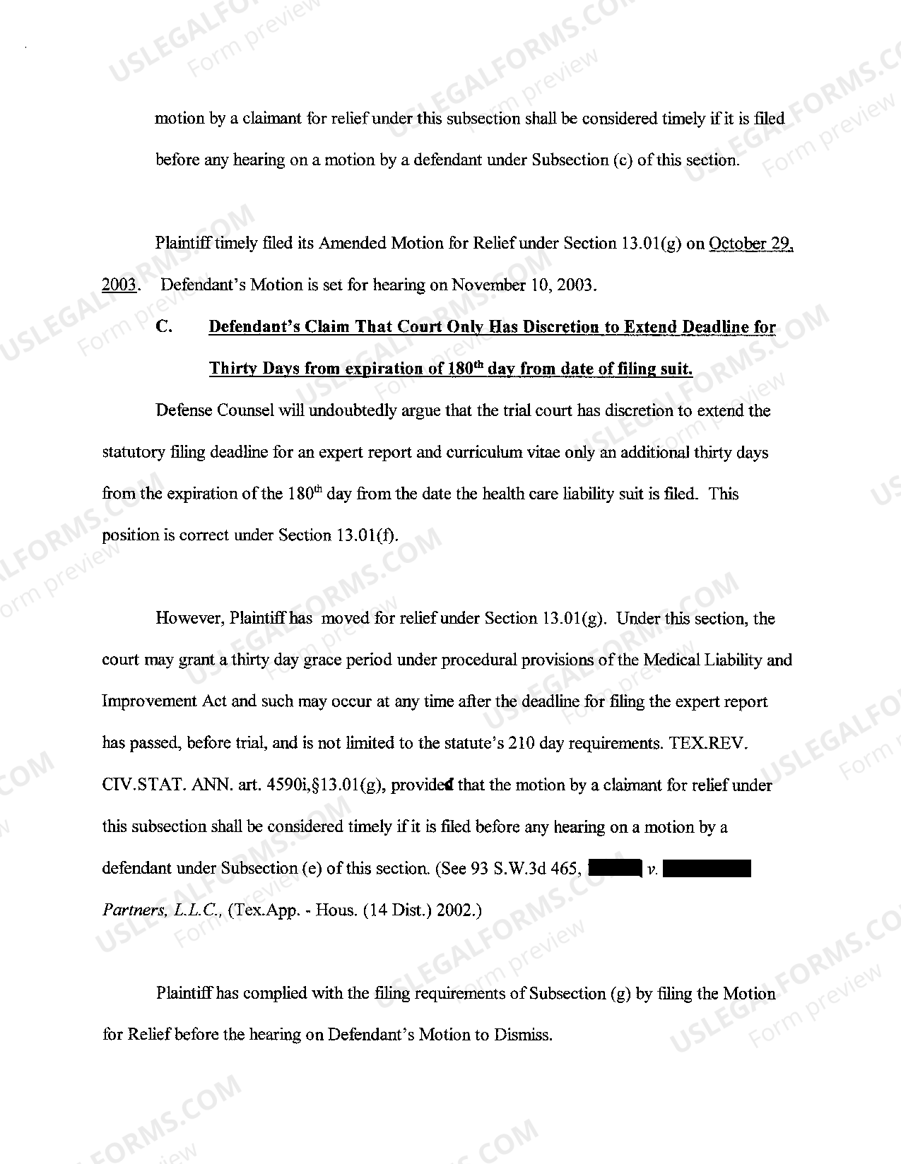 Texas Plaintiff's Response to Defendant's Motion | US Legal Forms