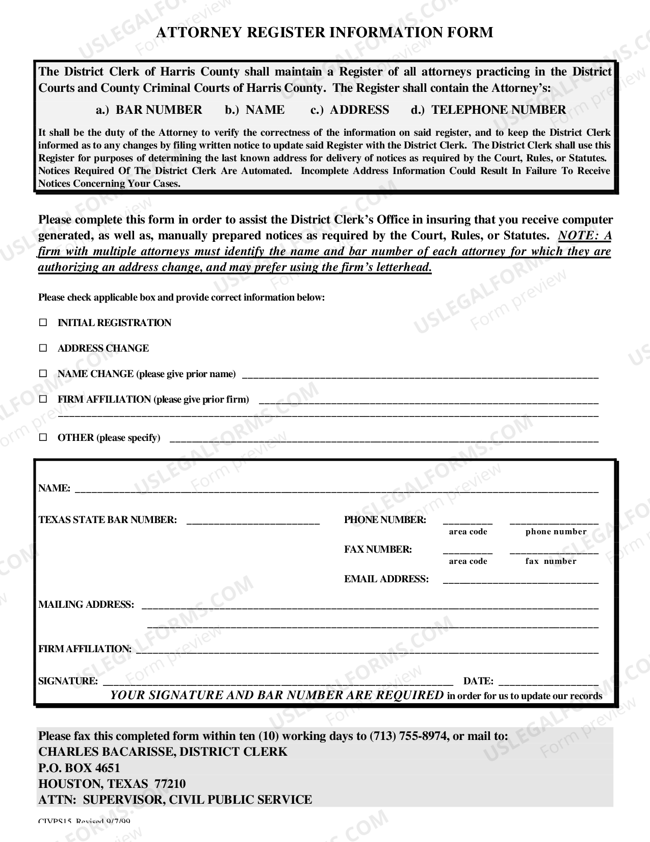 Texas Attorney Registration Form - Texas Attorney Registration | US ...
