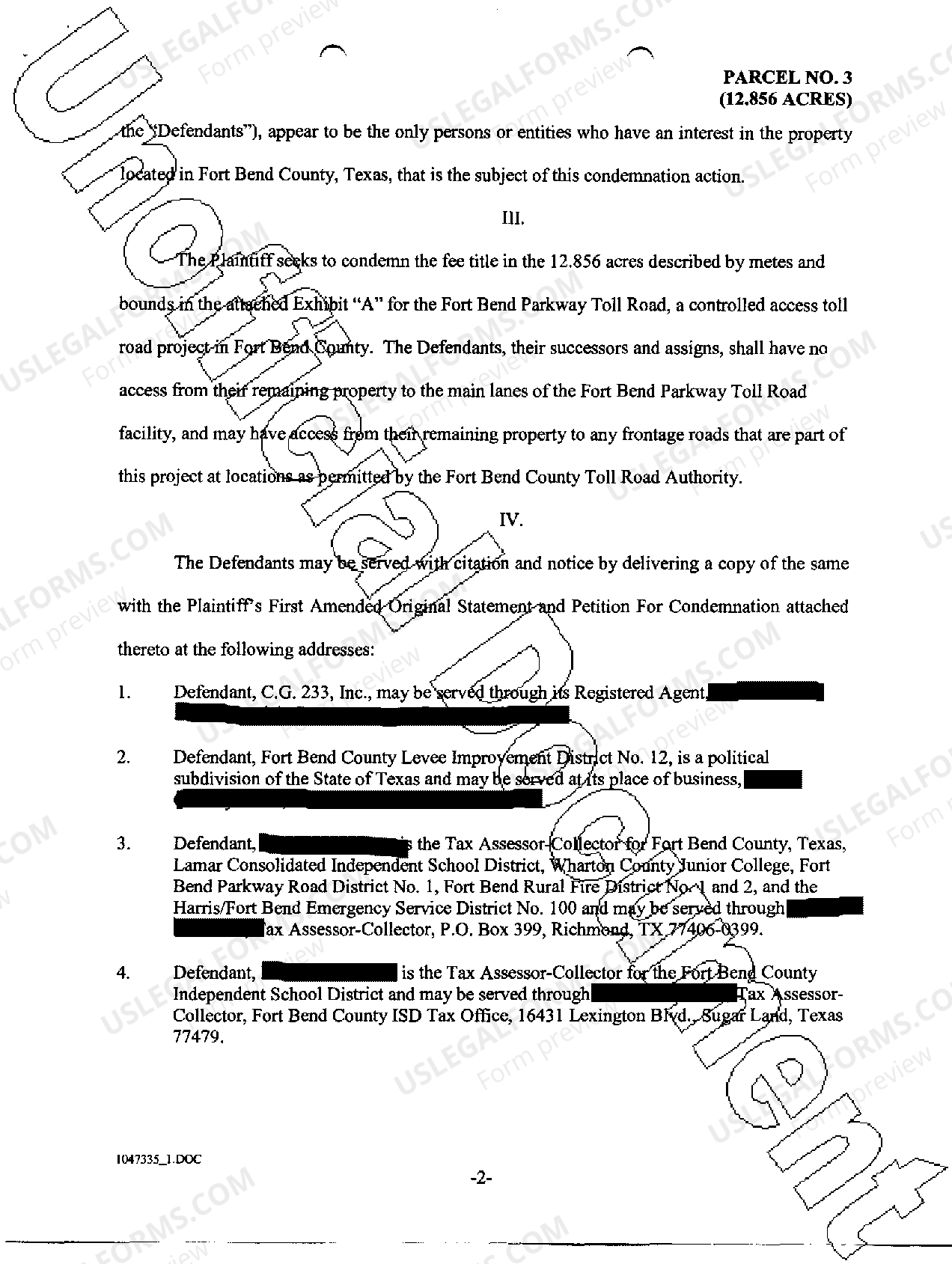 Texas Plaintiffs First Original Amended Statement Us Legal Forms