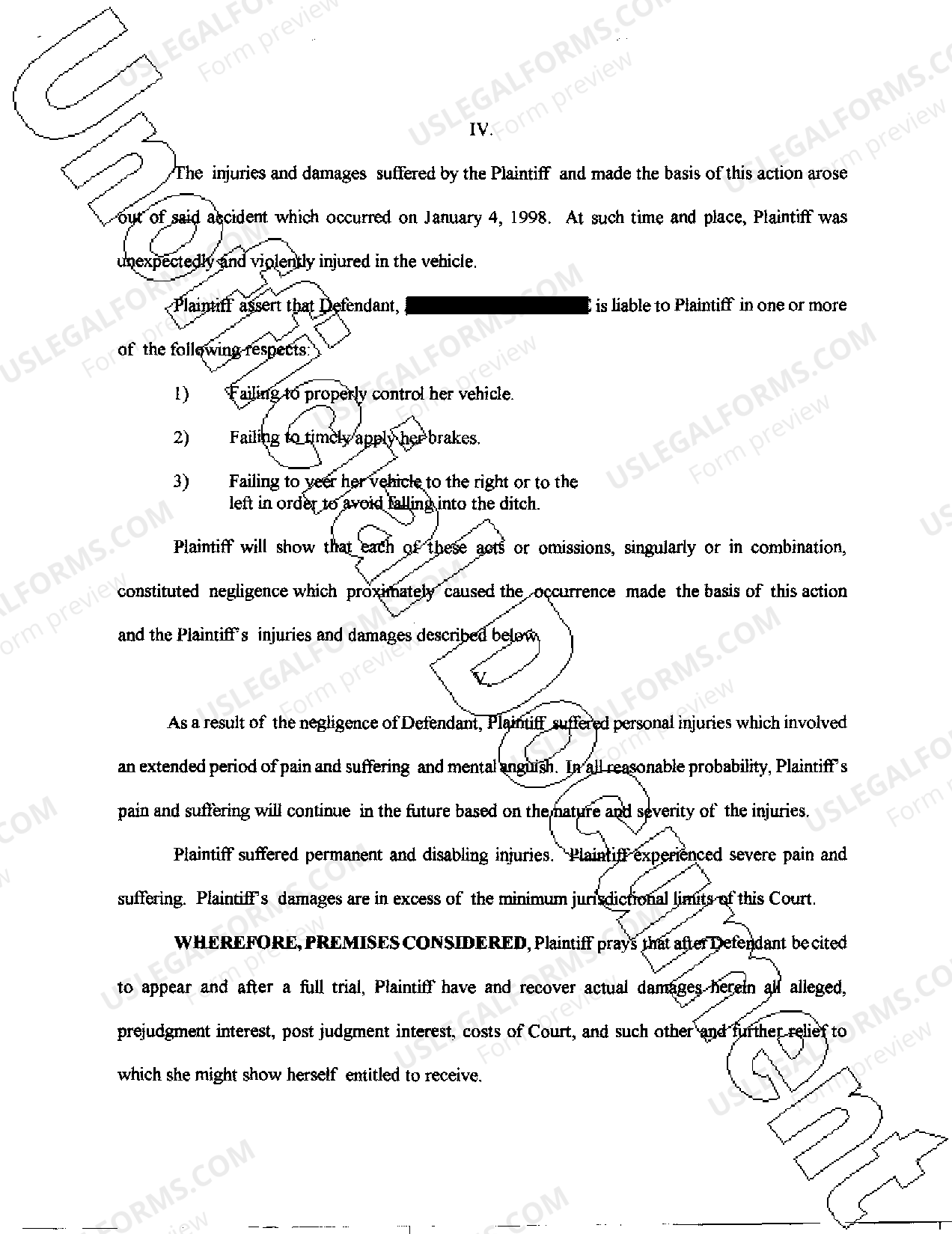 Texas Law Prayer Form In Plaintiff's Original Petition With The Court ...