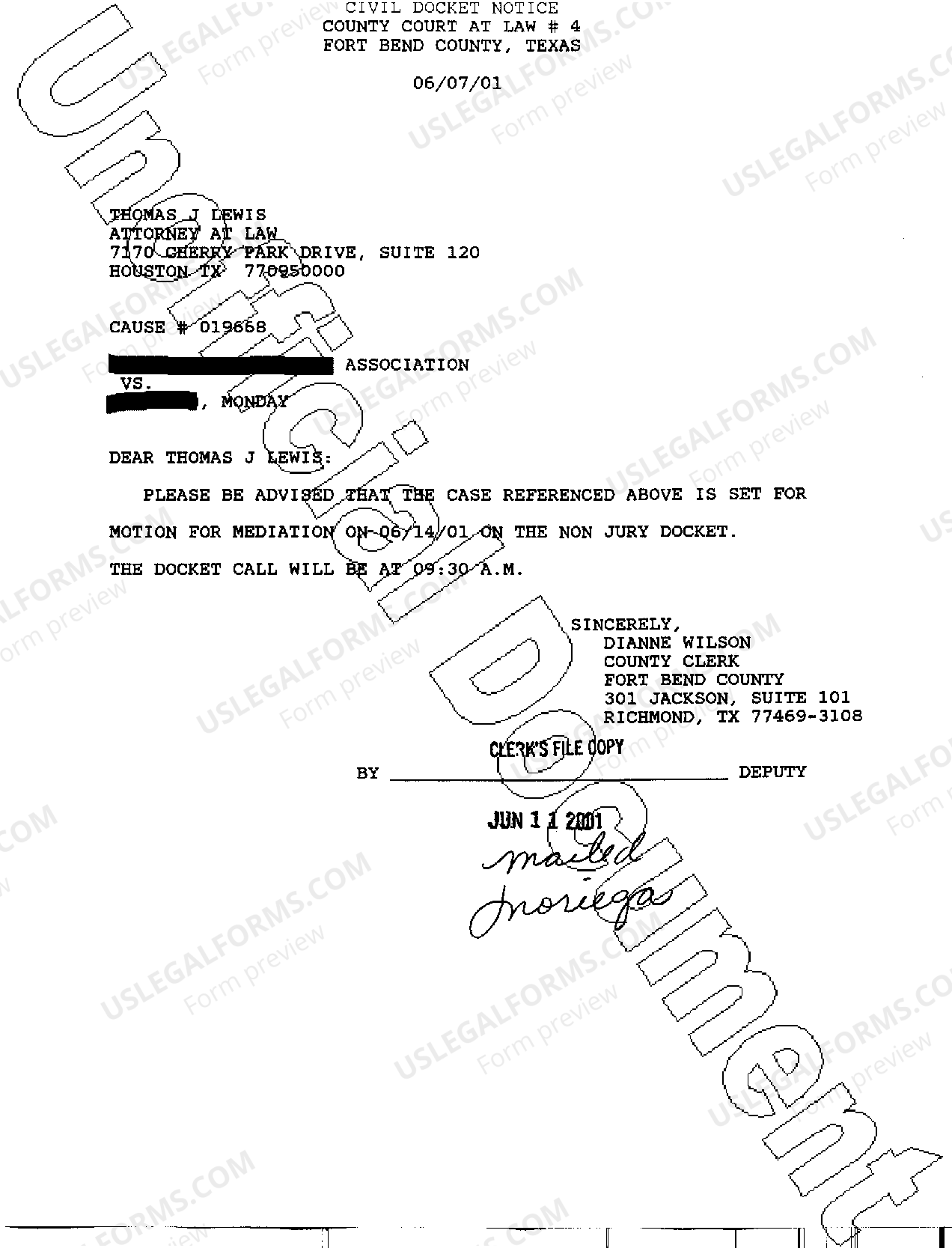 Texas Civil Docket Civil Letter | US Legal Forms