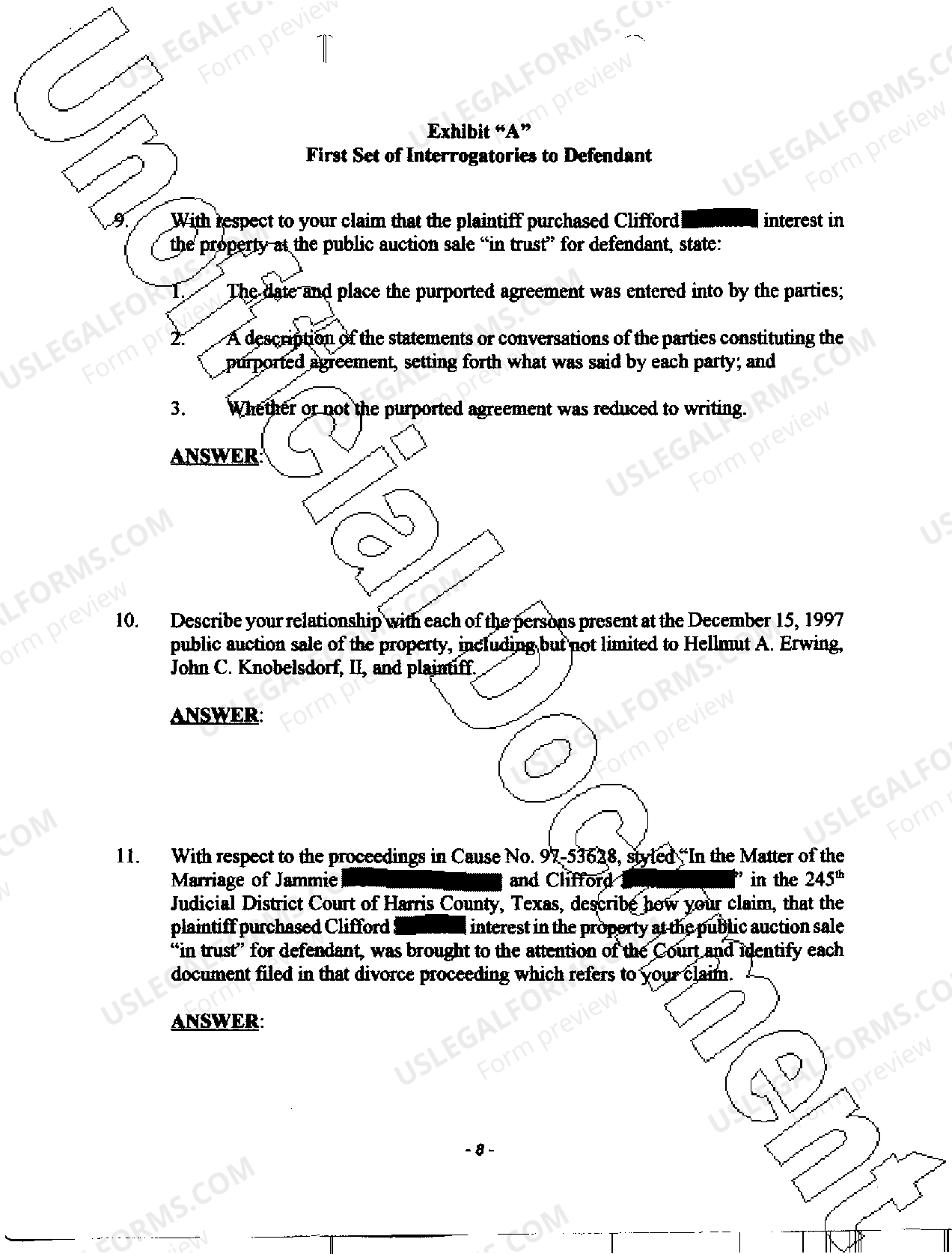 Texas First Set of Interrogatories To Defendant - Defendant's First Set ...